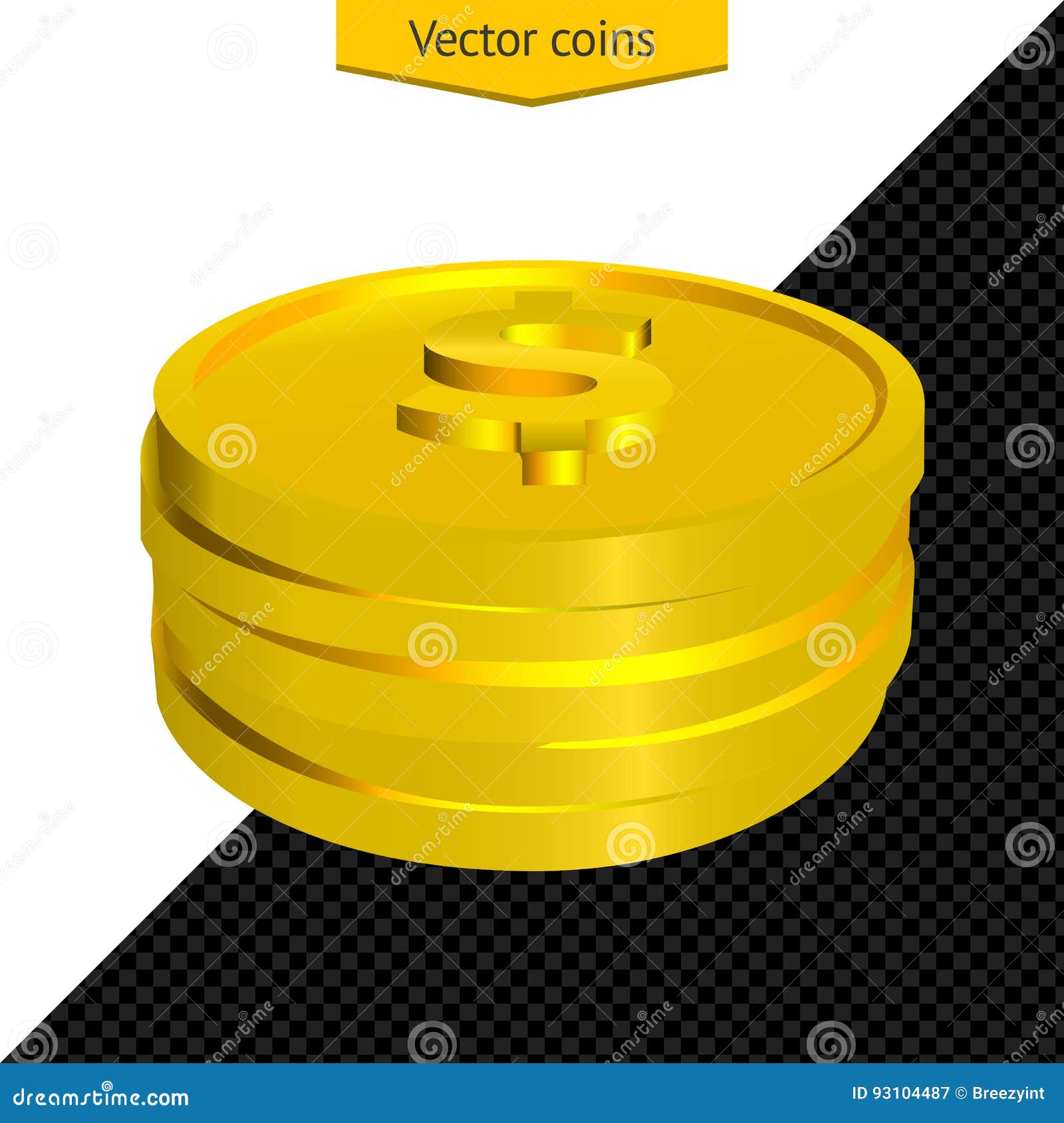 Vector Coins on White and Transparent Background Stock Vector ...