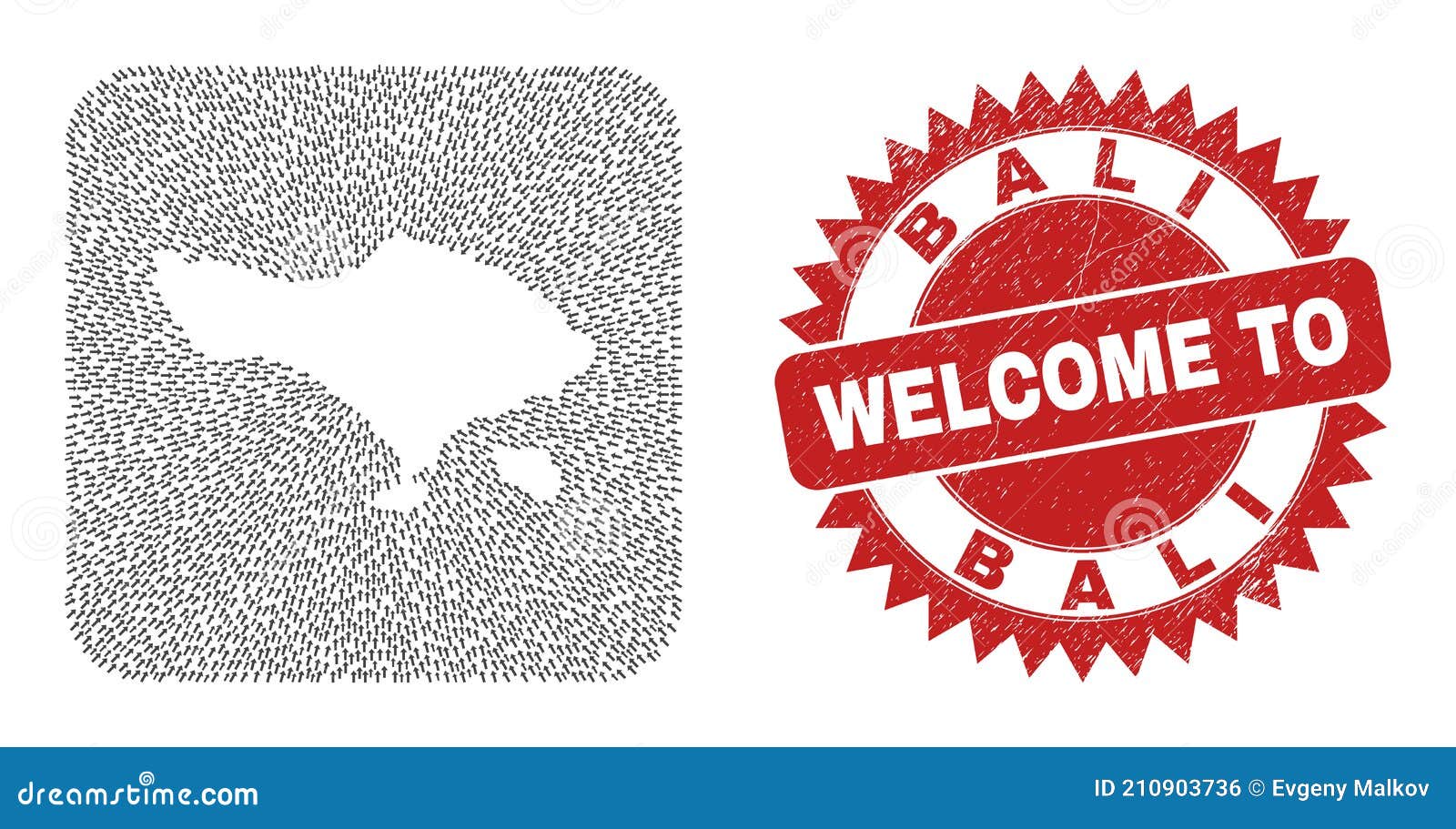Welcome Rubber Stamp and Bali Map Pointing Subtracted Mosaic Stock ...