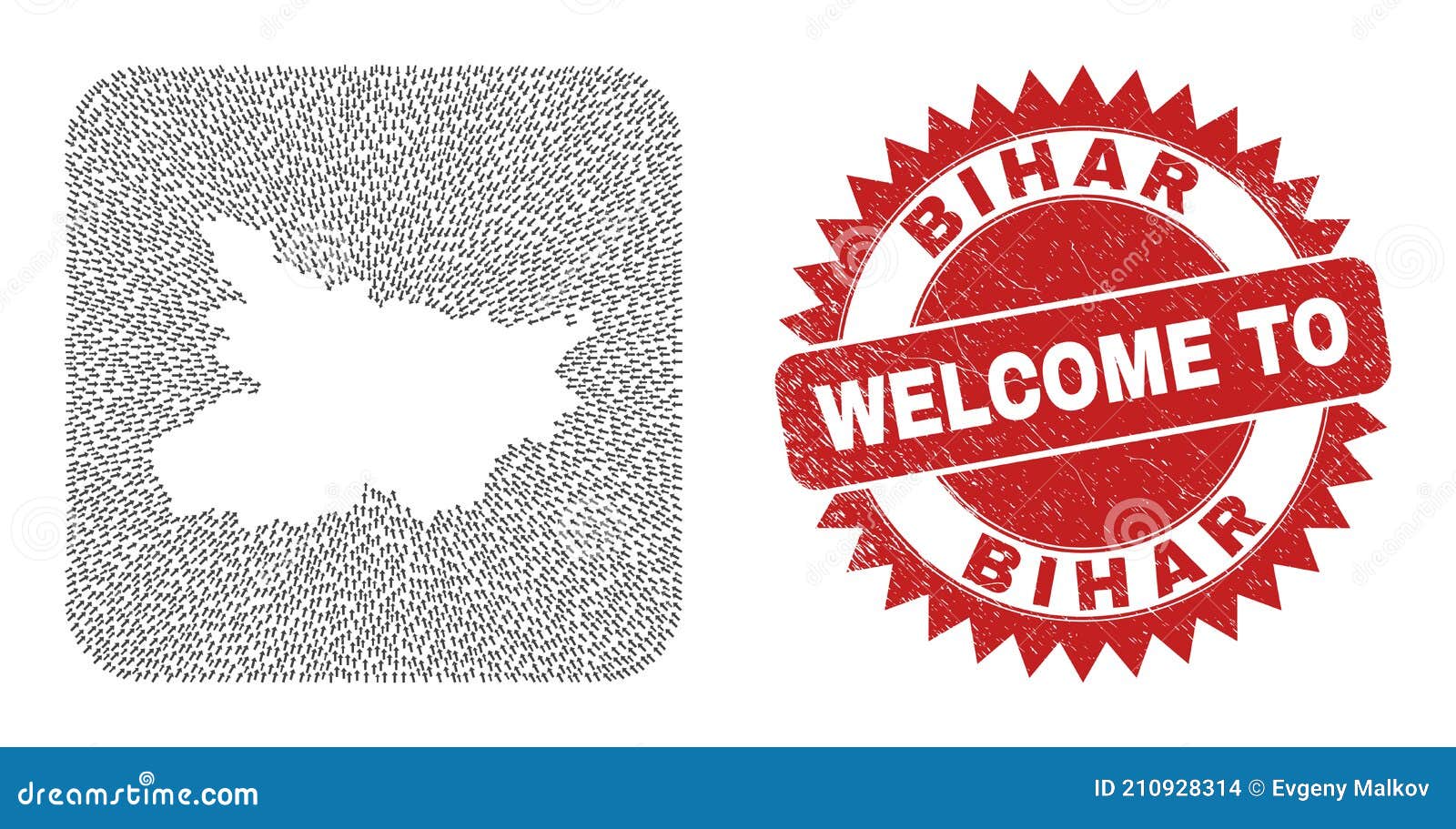Welcome Grunge Stamp and Bihar State Map Arrow Inverted Mosaic Stock ...