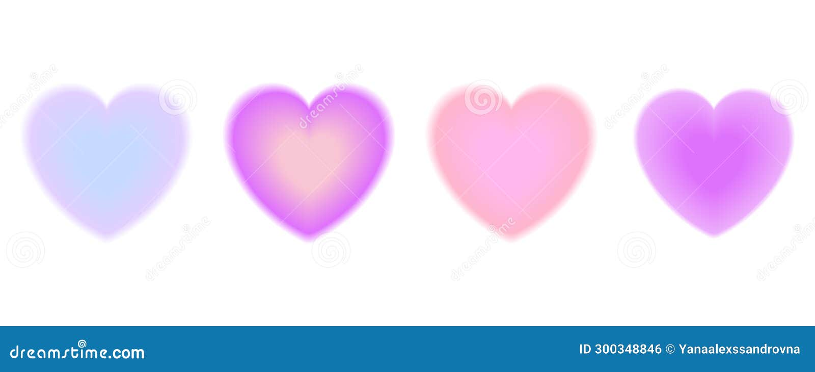 Vector Collage of Blurred Gradient Hearts. Colorful Soft Gradients ...