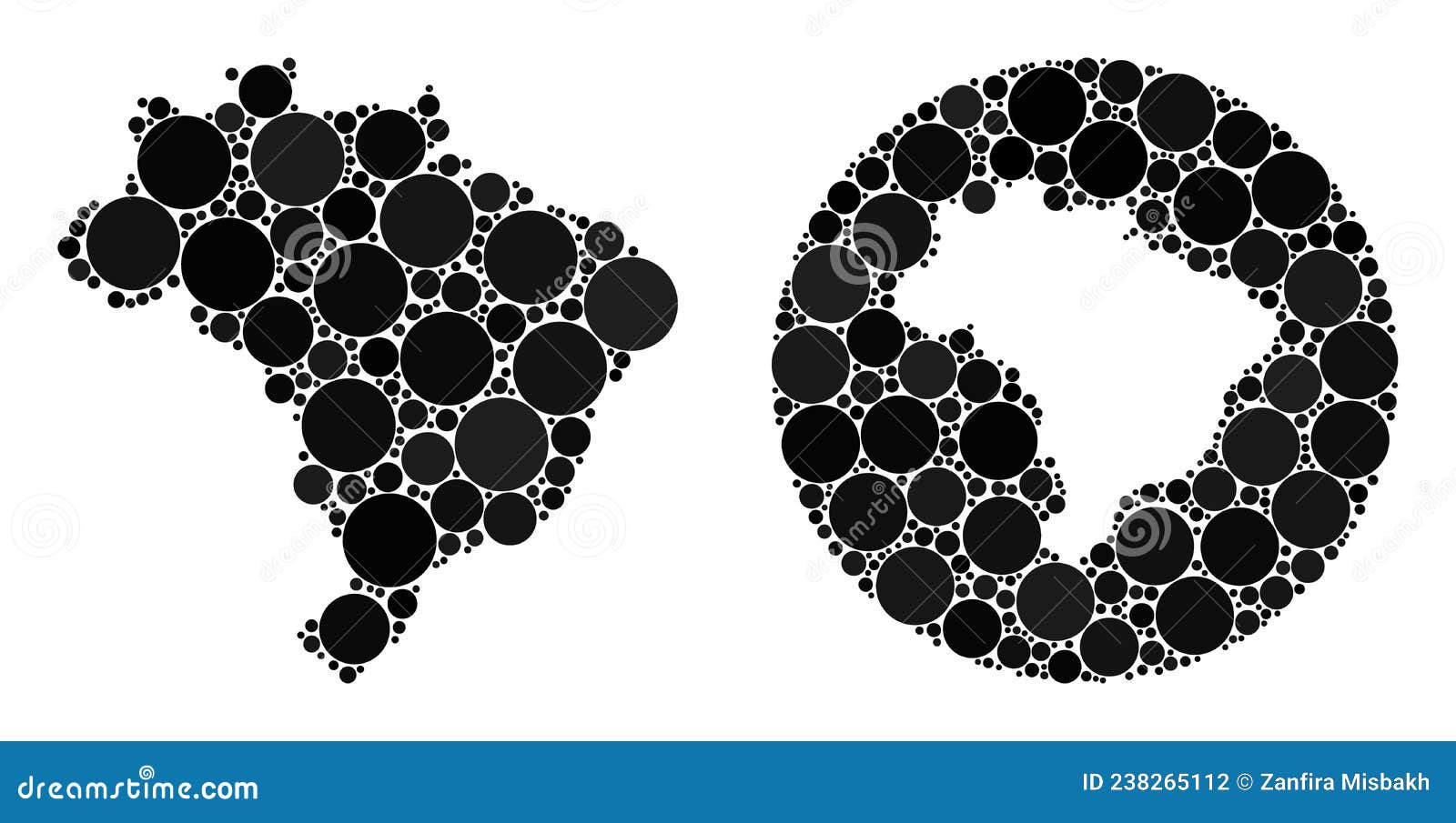 Hole and Usual Mosaic Brazil Map of Spheres Stock Vector - Illustration ...