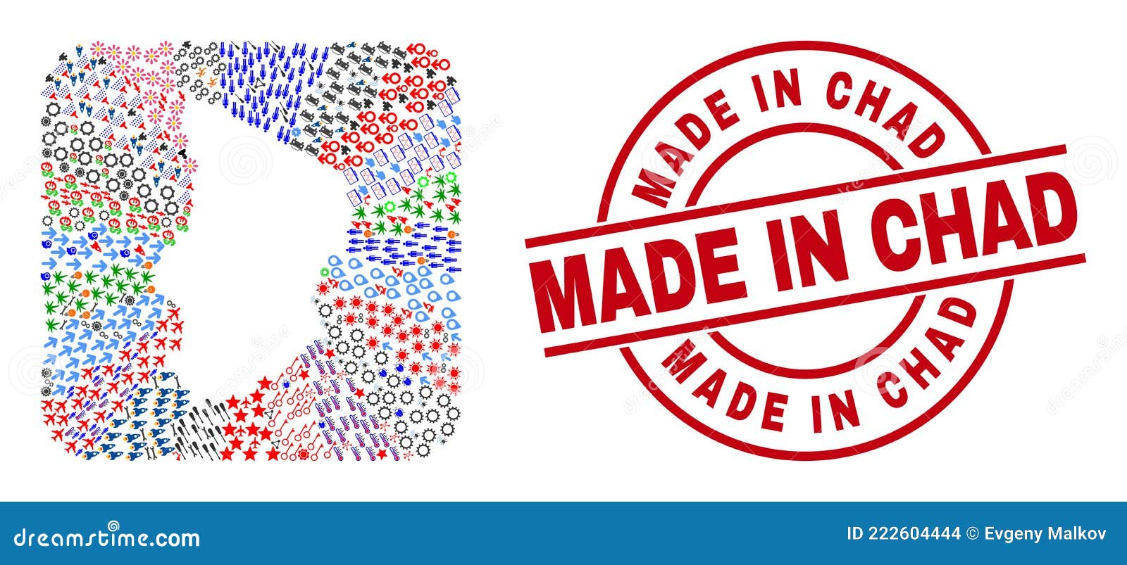 Made in Chad Seal and Chad Map Stencil Mosaic Stock Vector ...