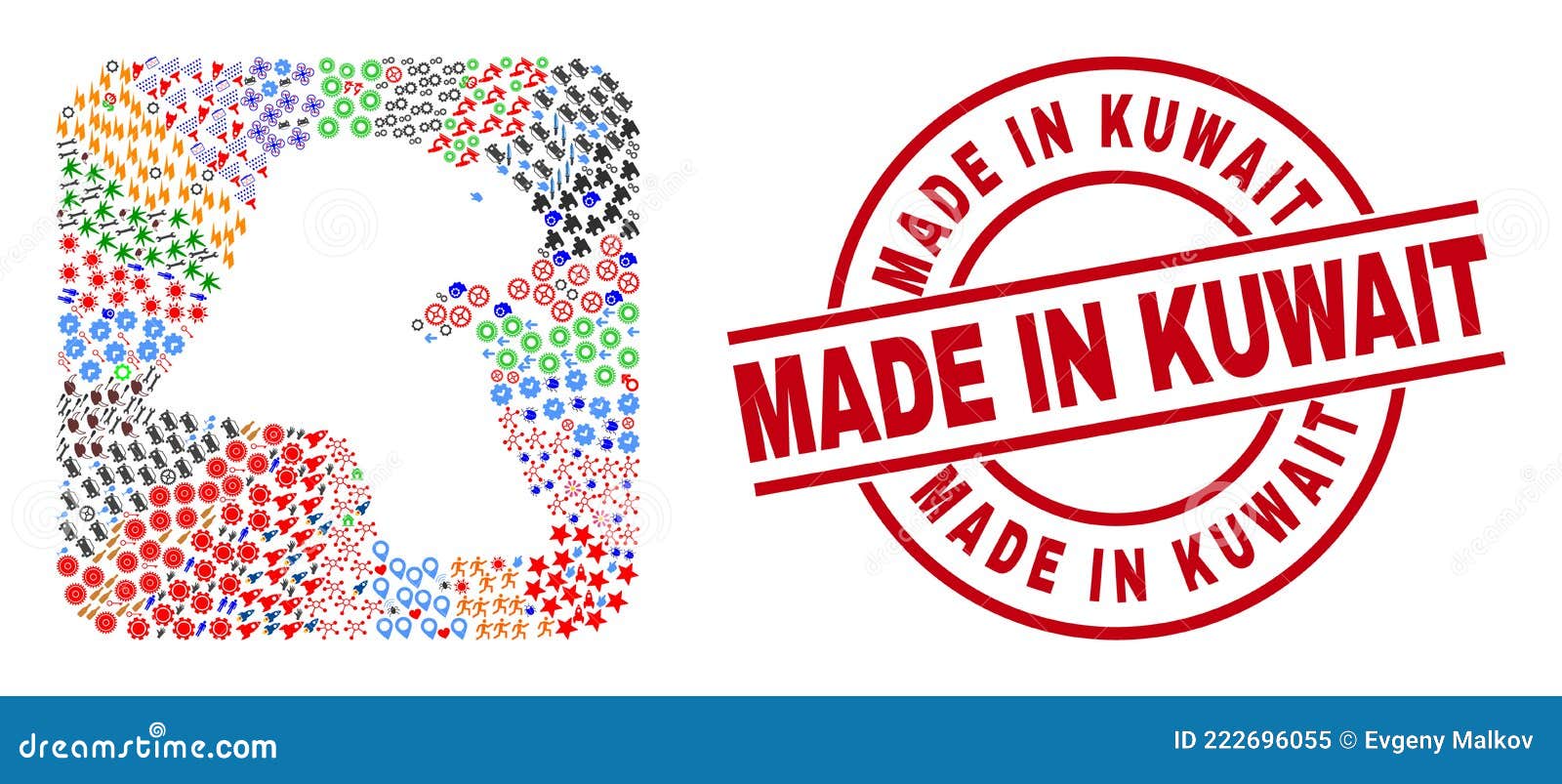 Made in Kuwait Seal and Kuwait Map Stencil Mosaic Stock Vector ...