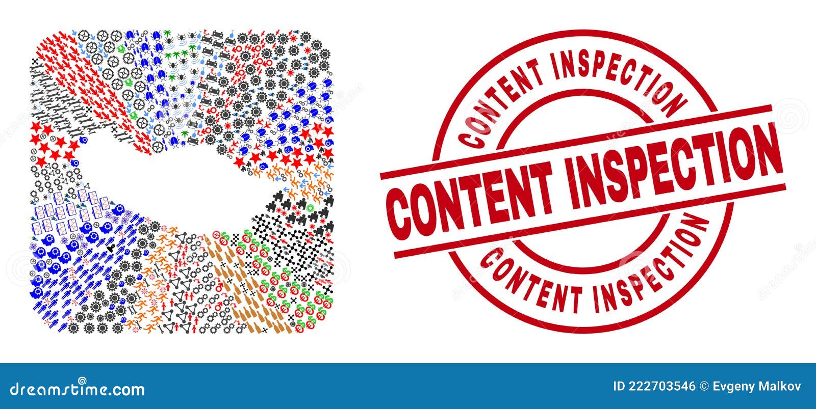 Content Inspection Seal and Madeira Map Hole Mosaic Stock Vector ...