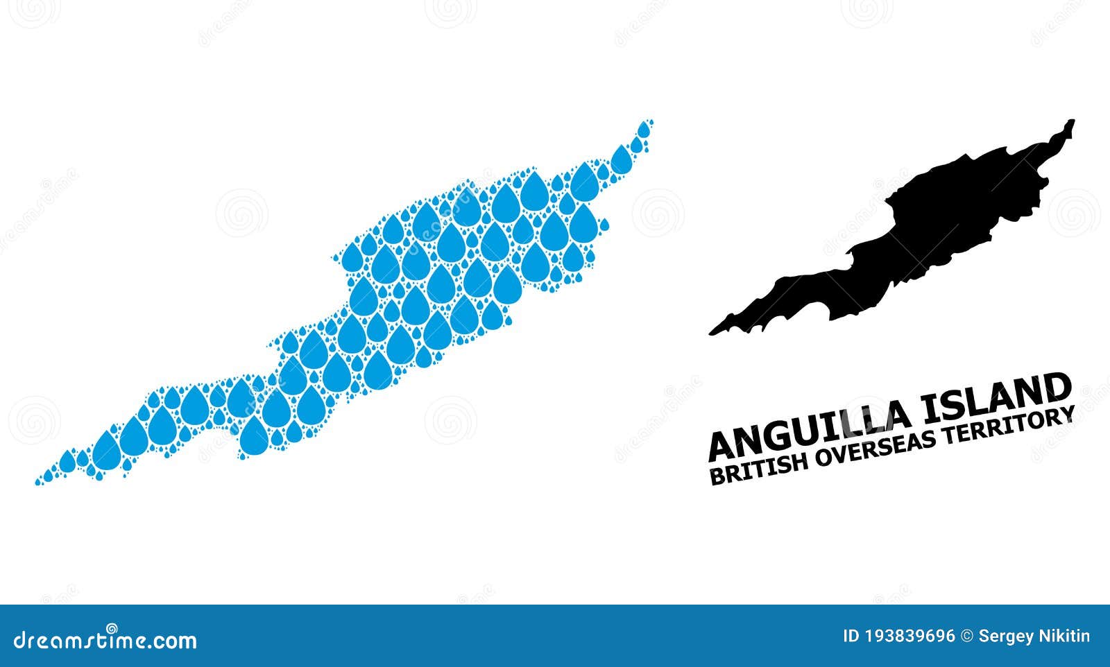 Vector Collage Map of Anguilla Island of Liquid Drops and Solid Map ...