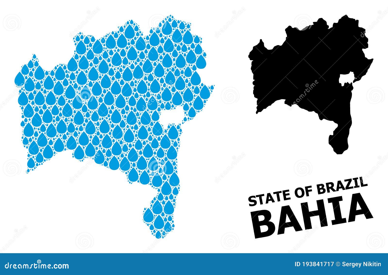 Vector Collage Map of Bahia State of Water Drops and Solid Map Stock ...