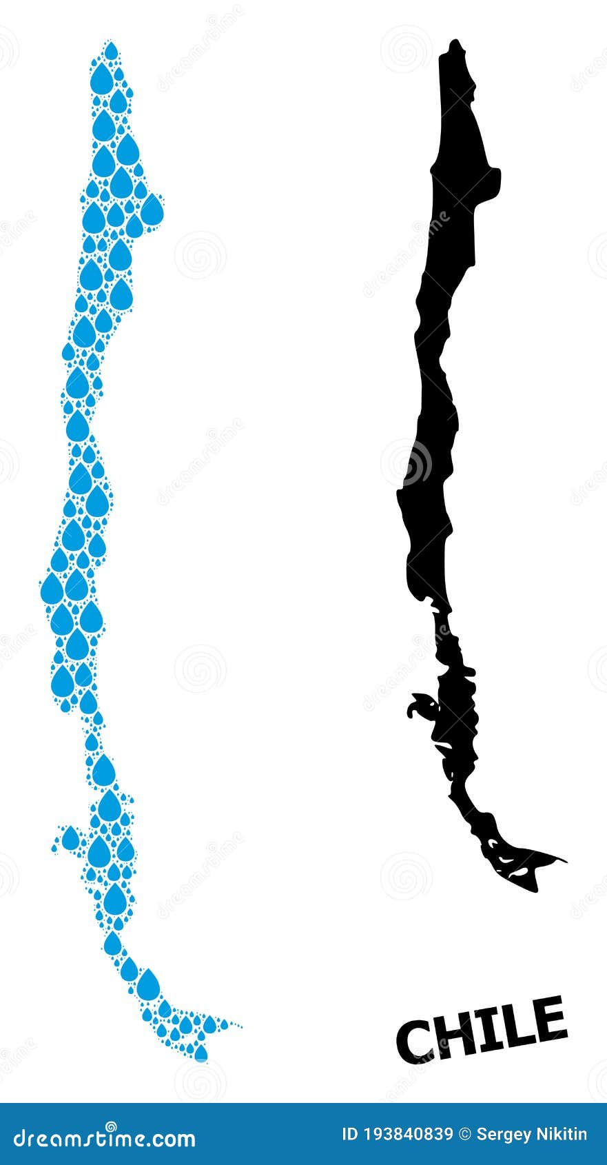 Vector Collage Map of Chile of Water Tears and Solid Map Stock Vector ...