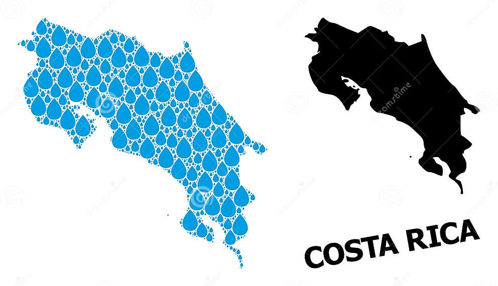 Vector Collage Map of Costa Rica of Liquid Drops and Solid Map Stock ...