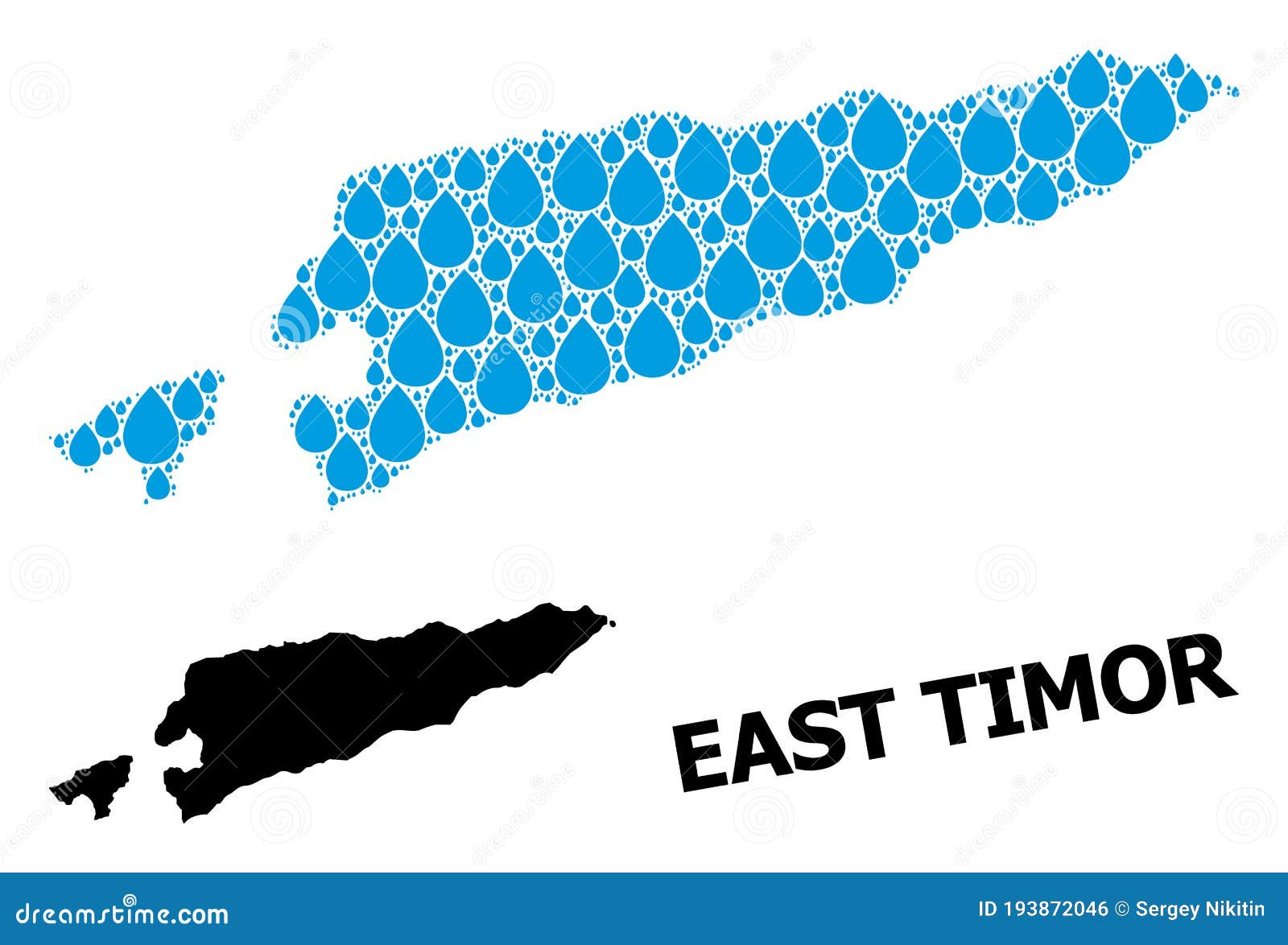 Vector Collage Map of East Timor of Water Dews and Solid Map Stock ...