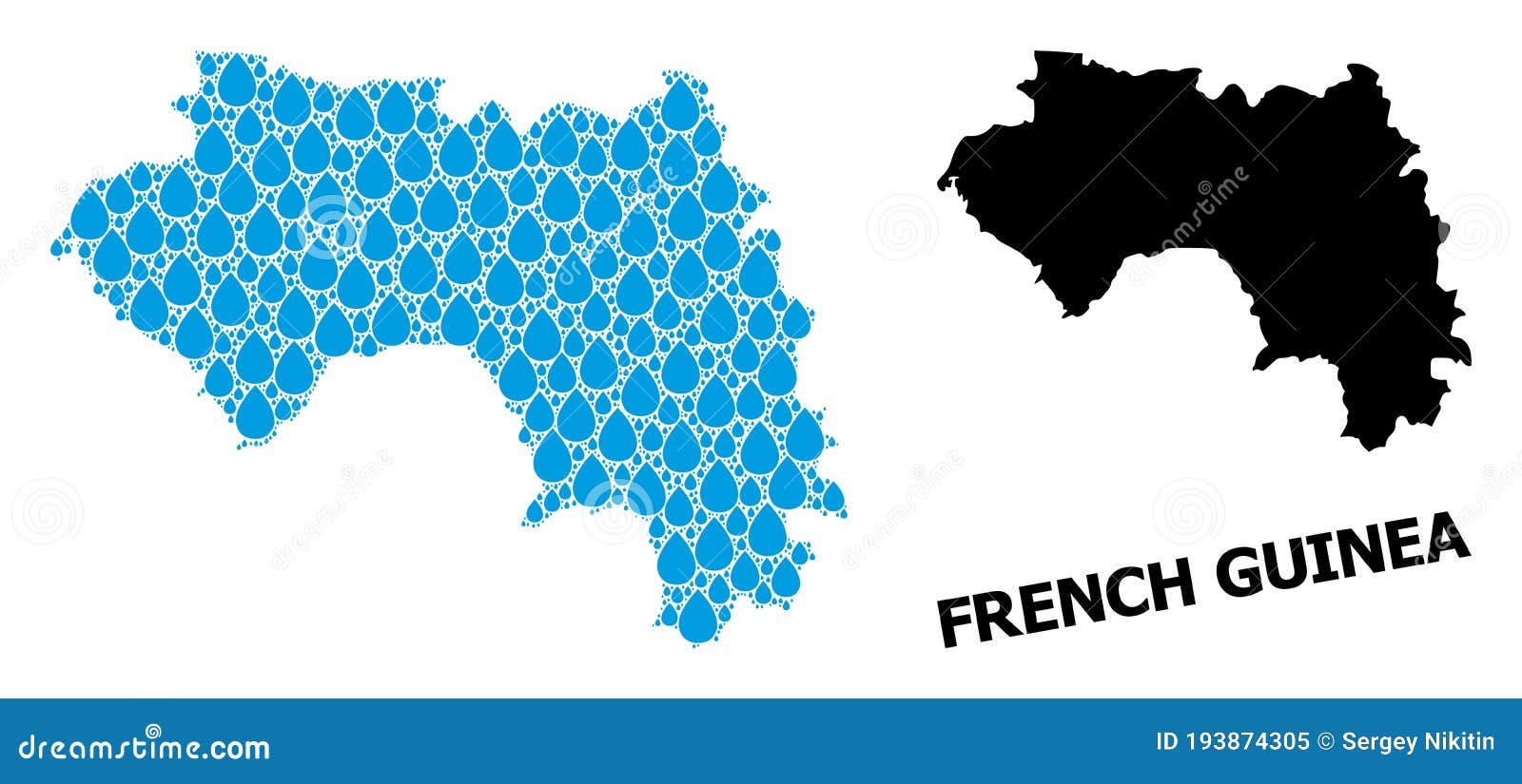 Vector Collage Map of French Guinea of Liquid Dews and Solid Map Stock ...