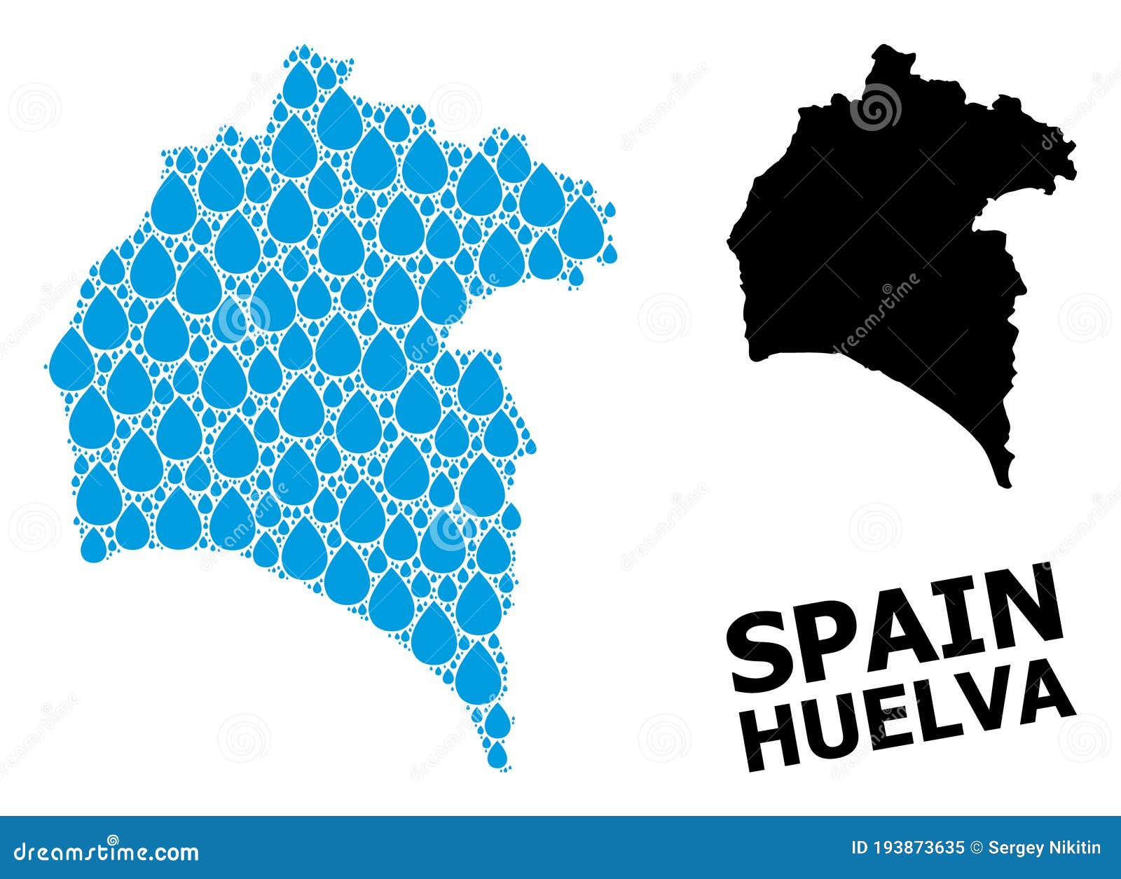 Vector Collage Map Of Huelva Province Of Water Drops And Solid Map ...