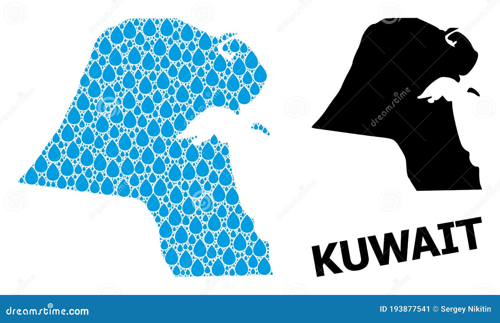 Vector Collage Map of Kuwait of Water Drops and Solid Map Stock Vector ...