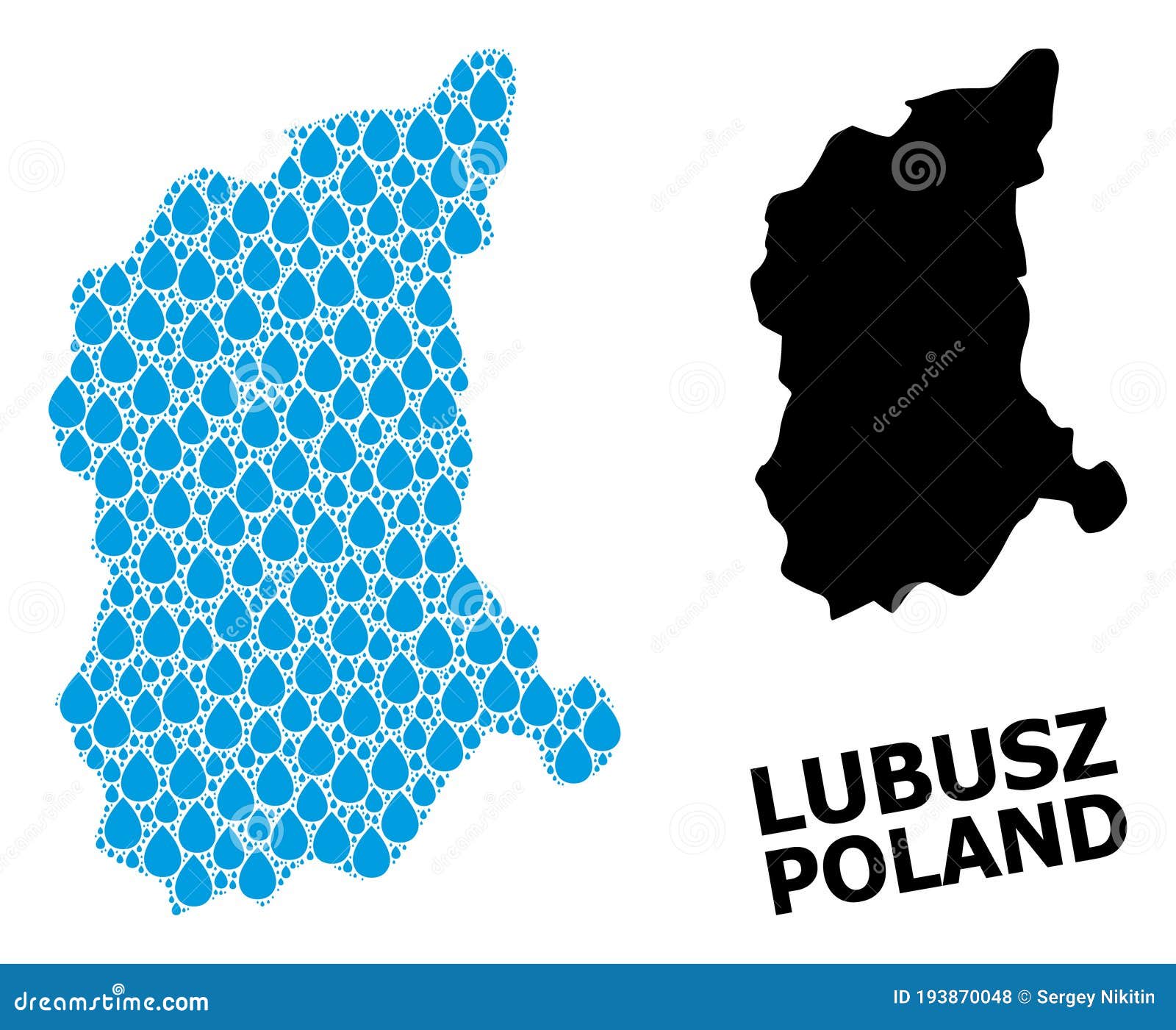 Vector Collage Map of Lubusz Province of Water Dews and Solid Map Stock ...
