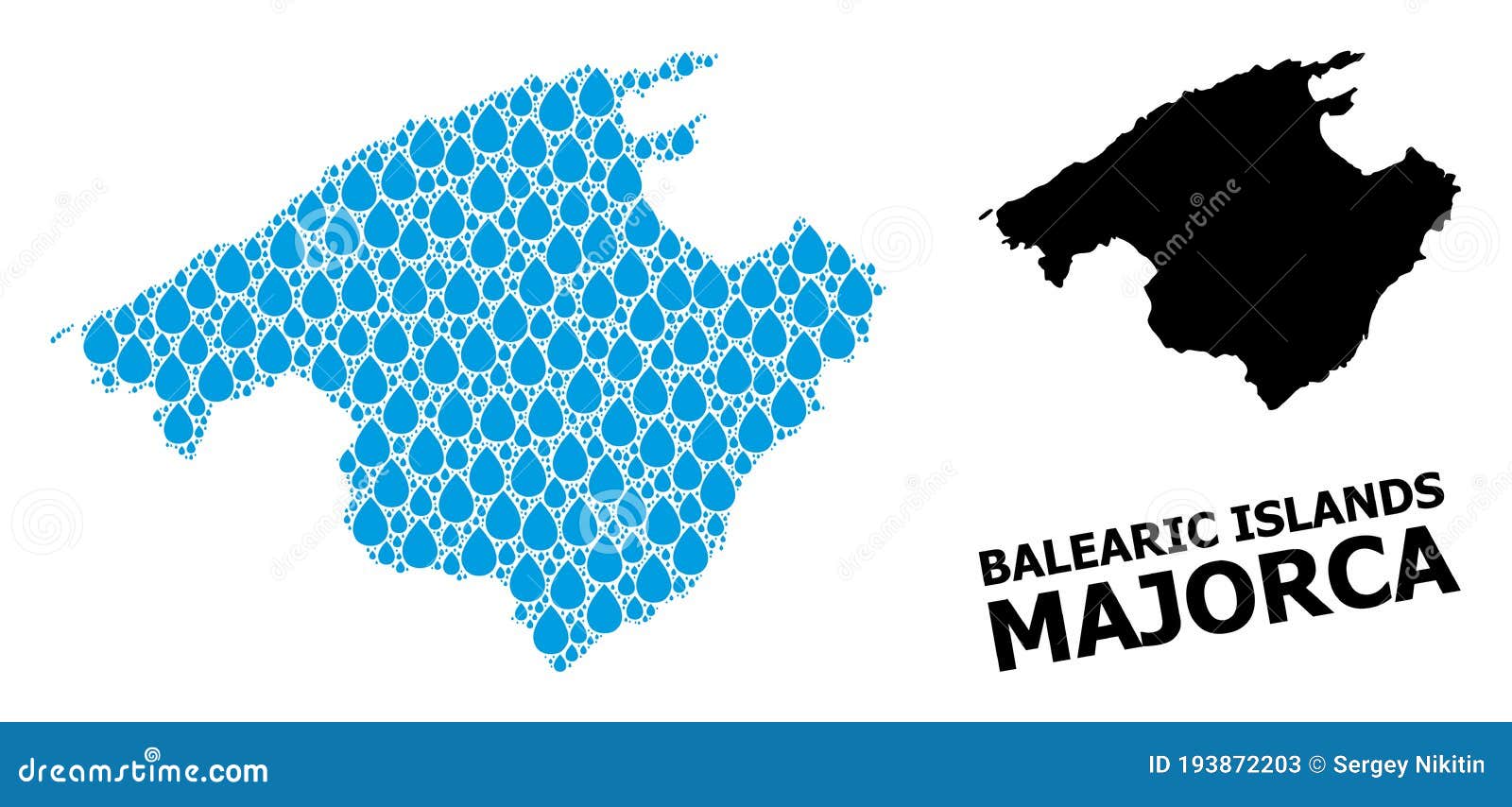 Vector Collage Map of Majorca of Liquid Drops and Solid Map Stock ...