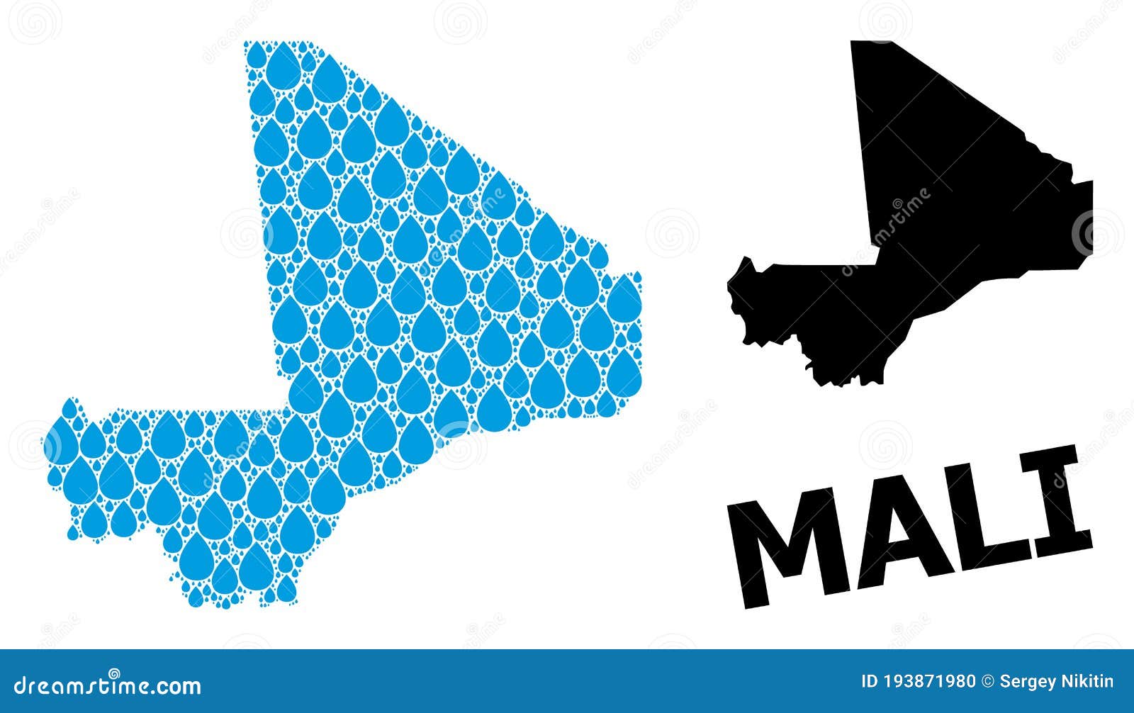 Vector Collage Map of Mali of Water Dews and Solid Map Stock Vector ...