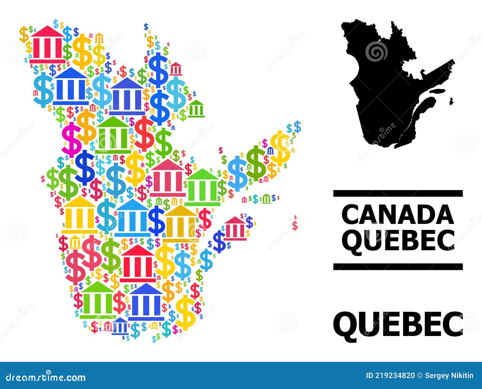 Vector Collage Map of Quebec Province of Bank and Business Items Stock ...