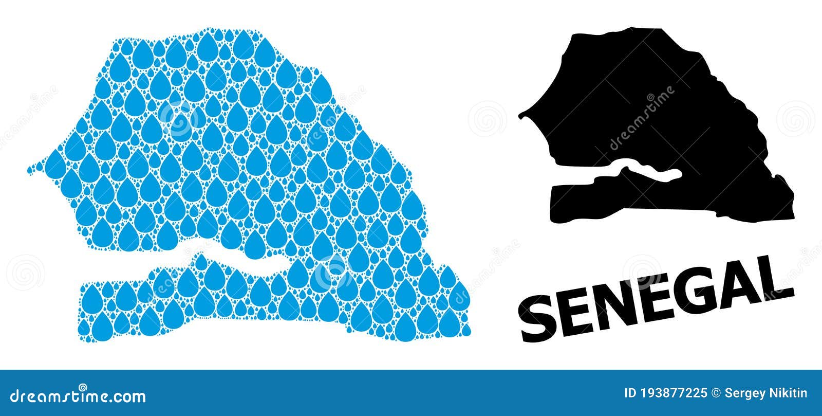 Vector Collage Map of Senegal of Water Tears and Solid Map Stock Vector ...