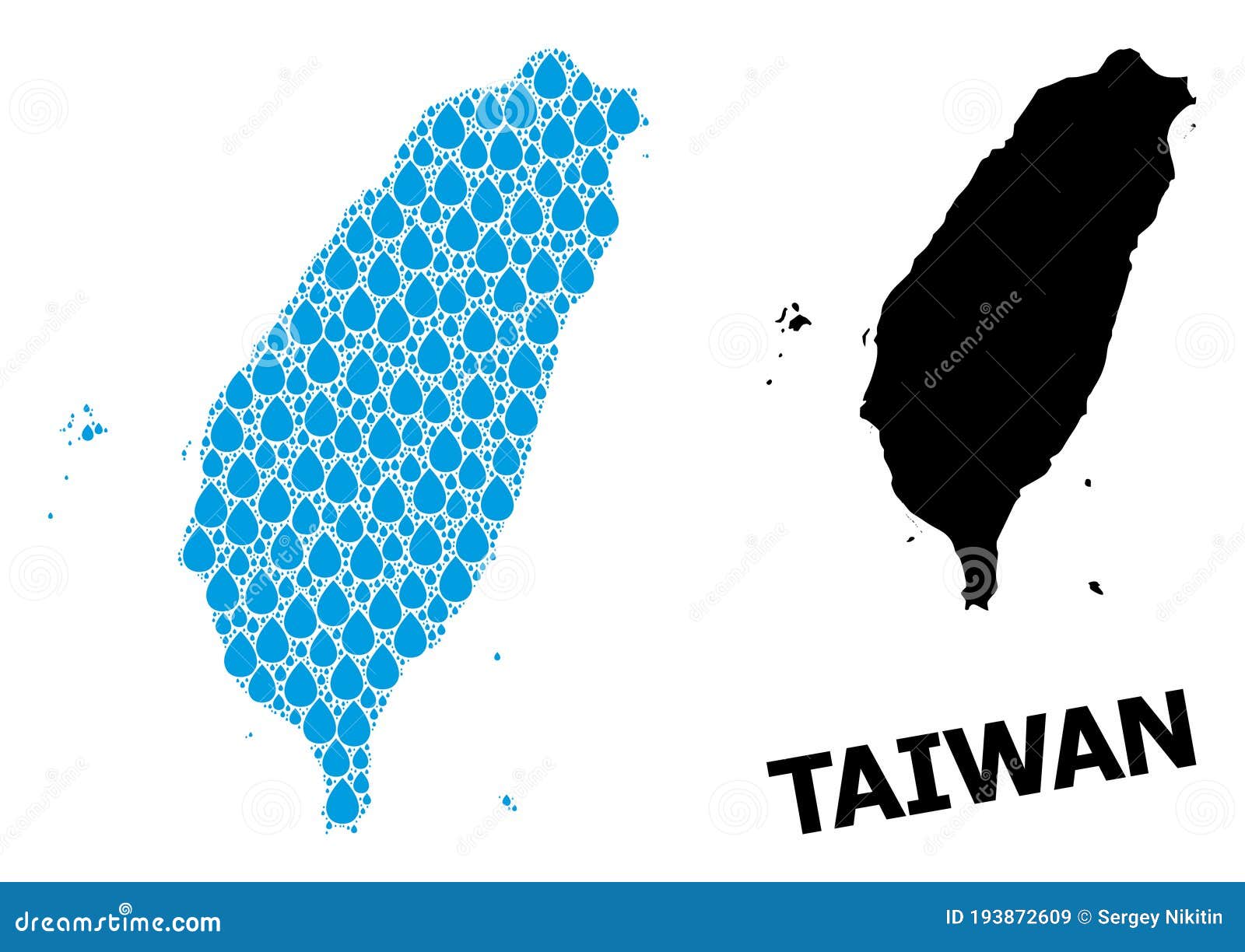 Vector Collage Map of Taiwan of Water Dews and Solid Map Stock Vector ...