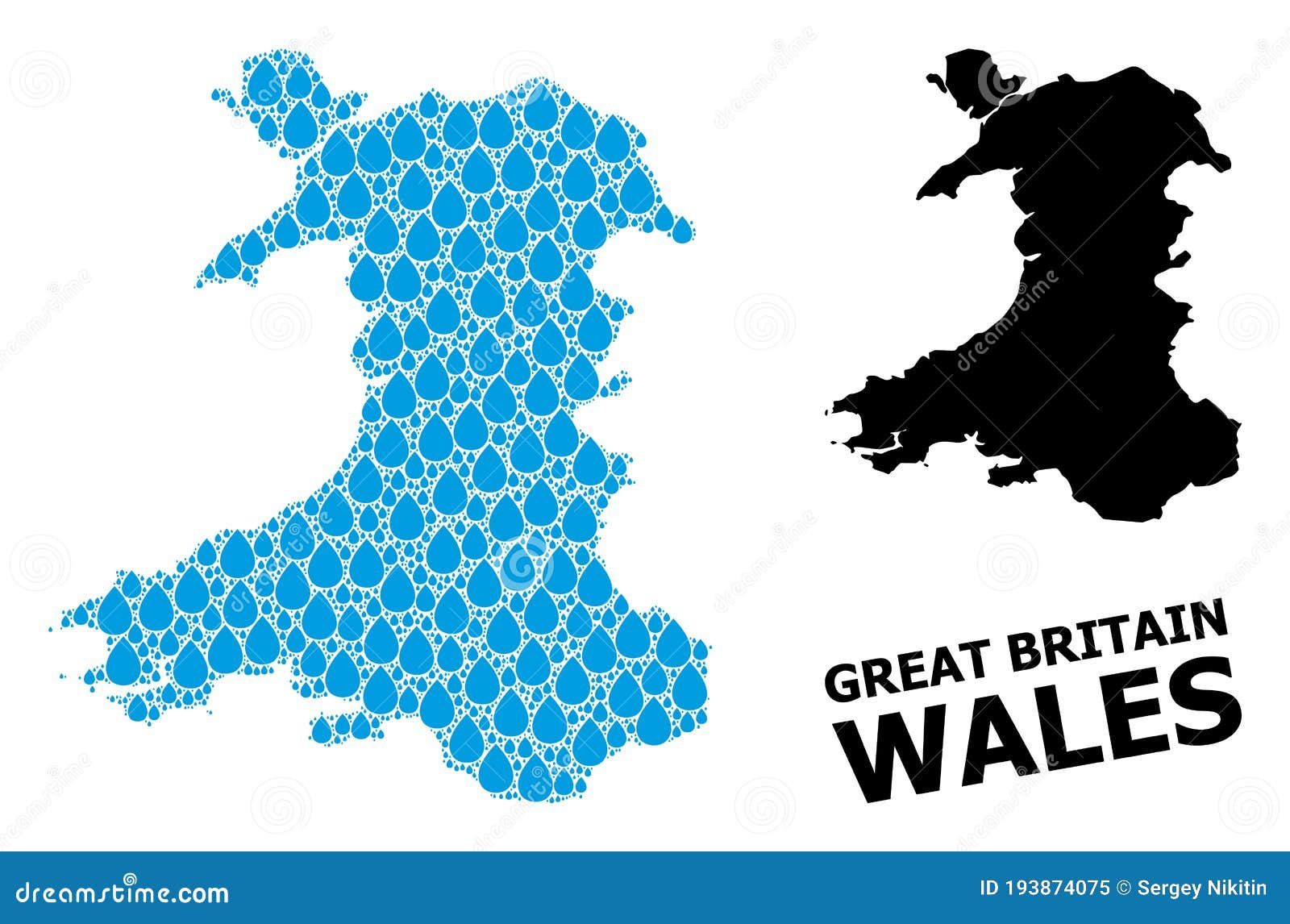 Vector Map Of Wales. High Detailed Country Map With Division, Cities ...