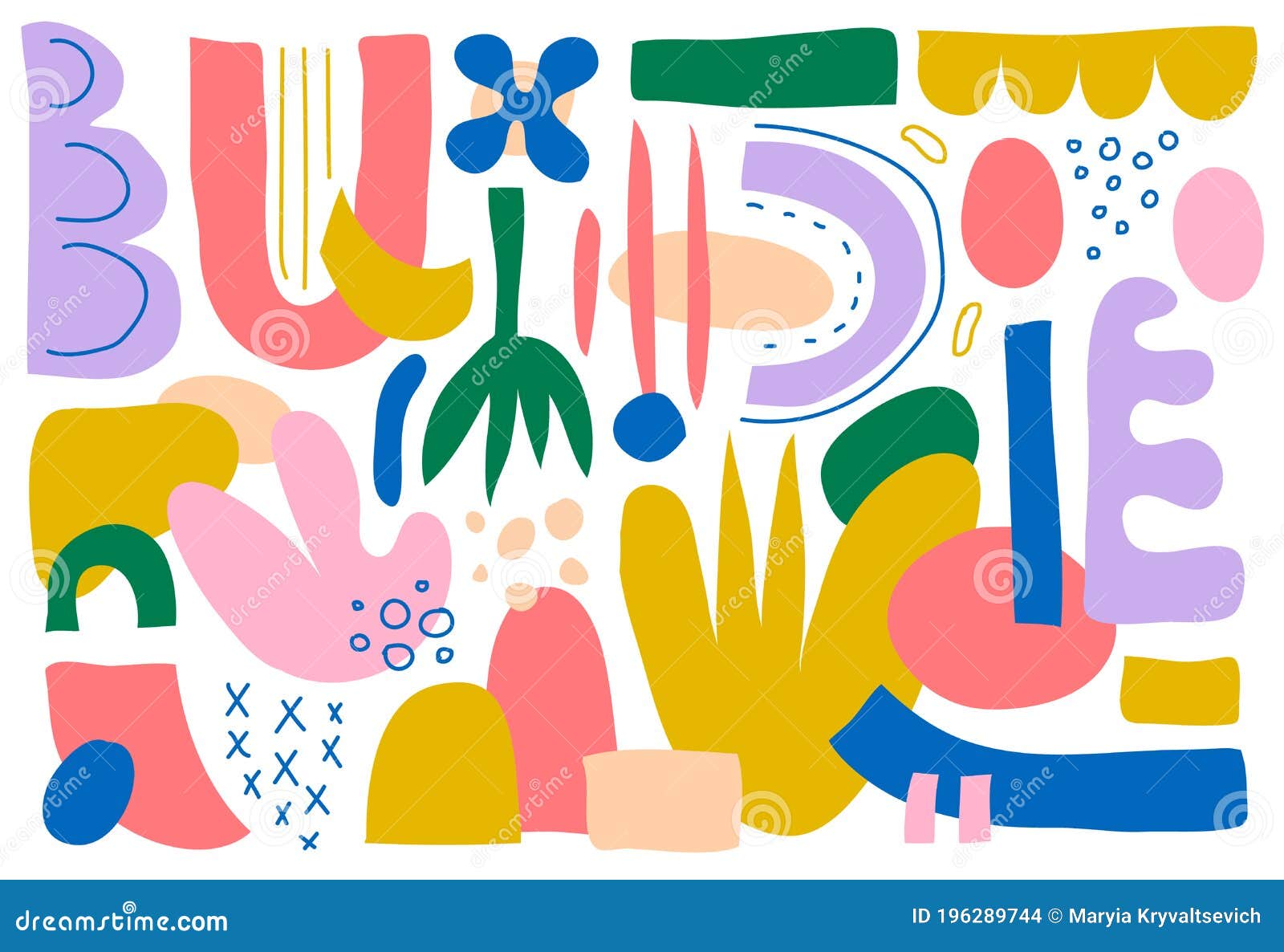Vector Collage Pattern, Background. Hand Drawn Various Shapes and ...