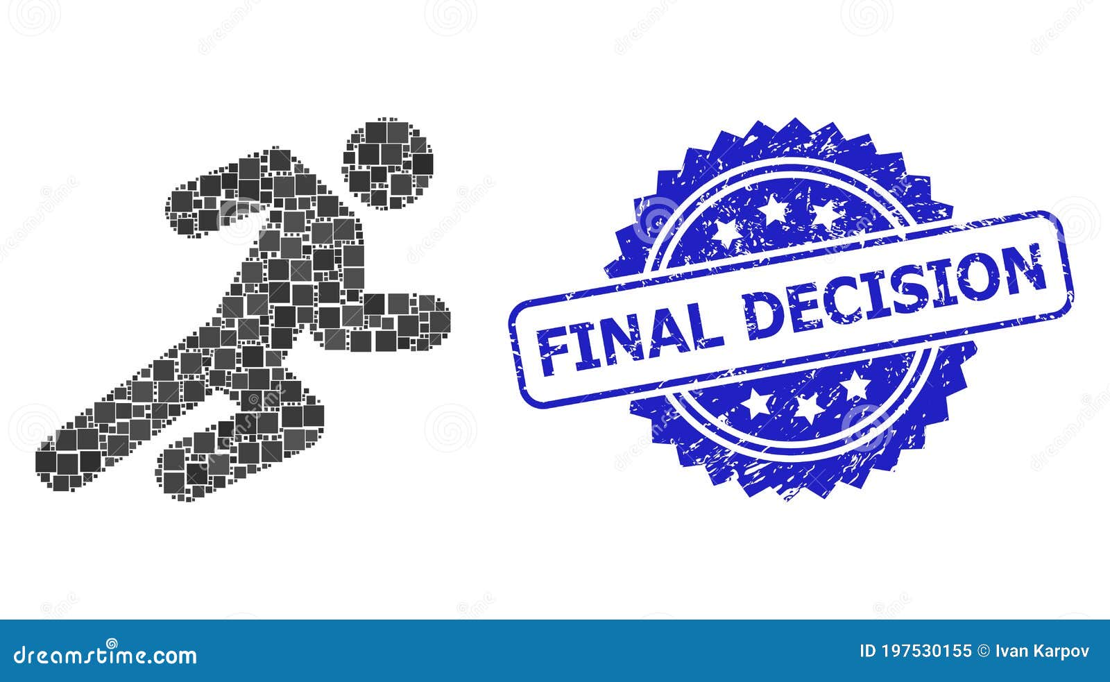 Distress Final Decision Stamp and Square Dot Collage Running Man Stock ...