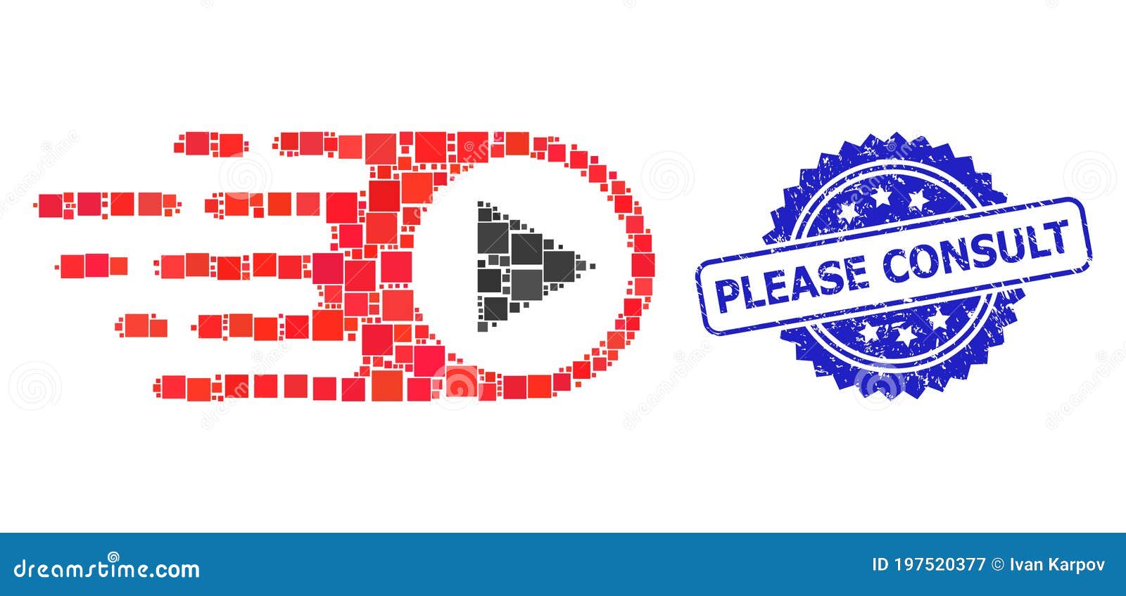 Grunge Please Consult Stamp Seal and Square Dot Collage Rush Right ...