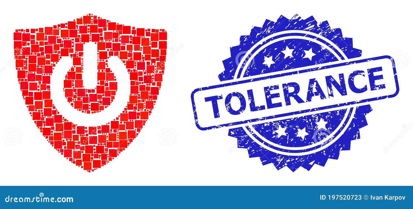 Rubber Tolerance Stamp and Square Dot Mosaic Shield Turn Off Stock ...