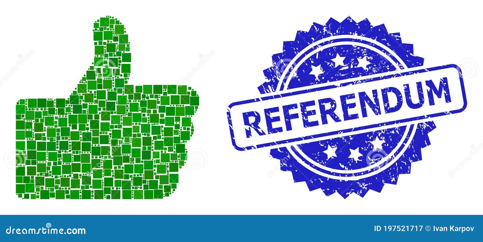 Textured Referendum Stamp Seal and Square Dot Collage Thumb Up Stock ...
