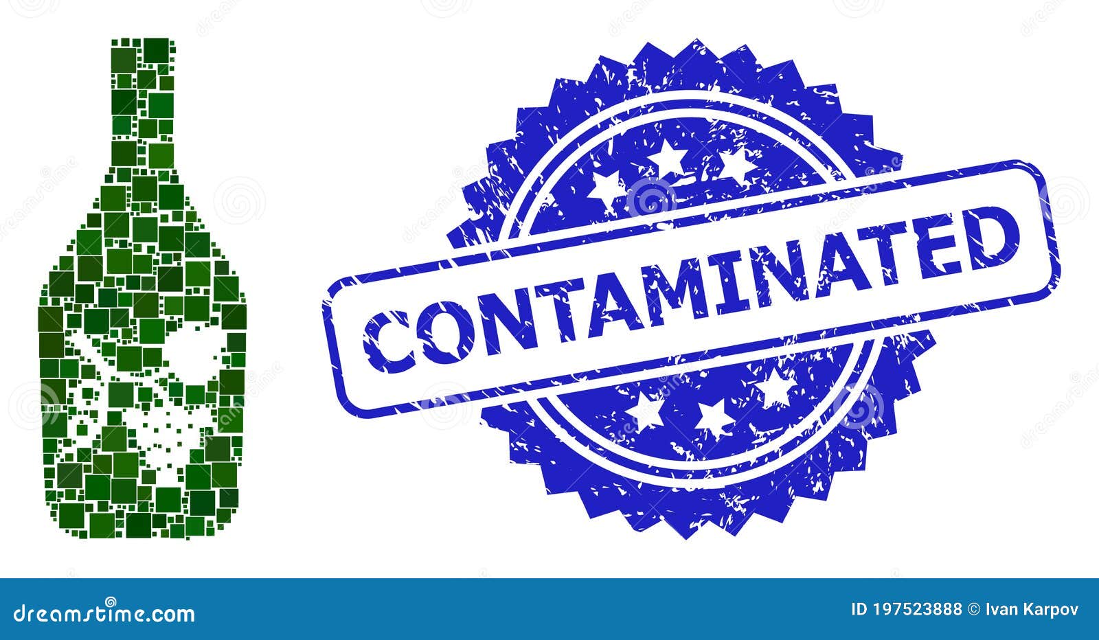 Distress Contaminated Seal and Square Dot Collage Wine Bottle Stock ...