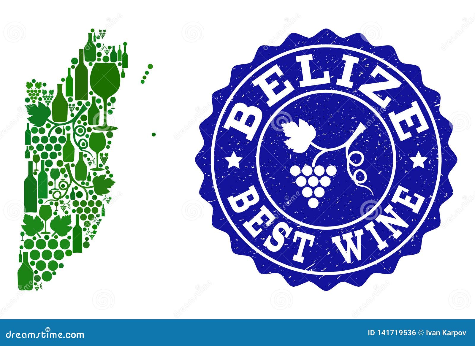 Composition of Grape Wine Map of Belize and Best Wine Grunge Stamp ...