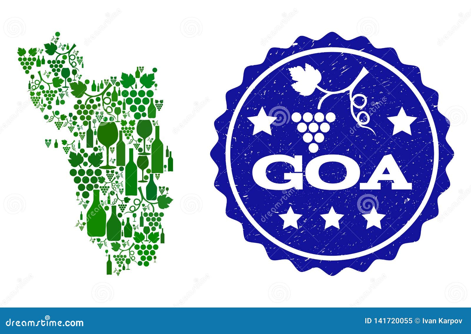 Composition of Grape Wine Map of Goa State and Best Wine Grunge ...