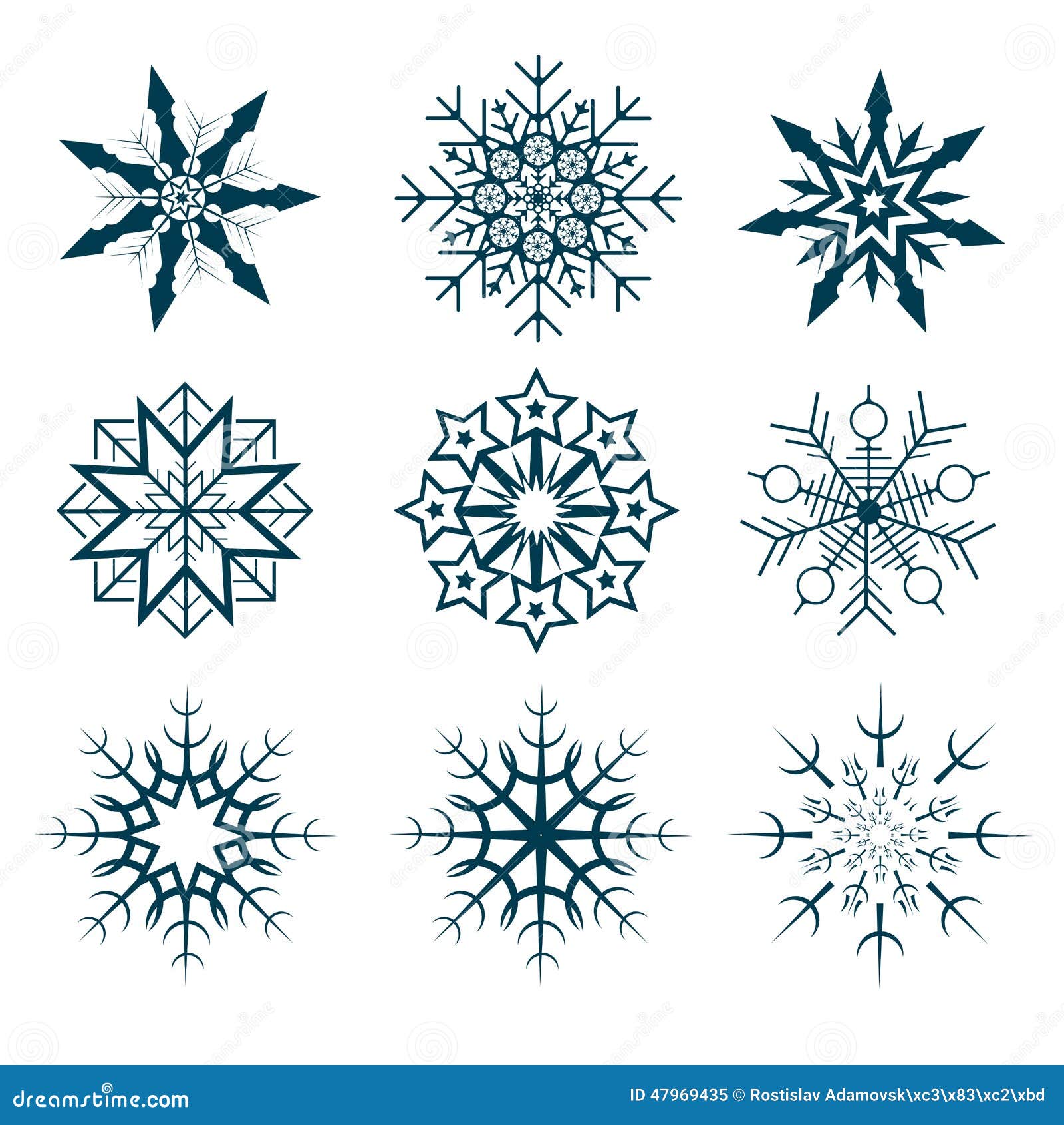 Vector Collection of Abstract Snowflakes Stock Vector - Illustration of ...