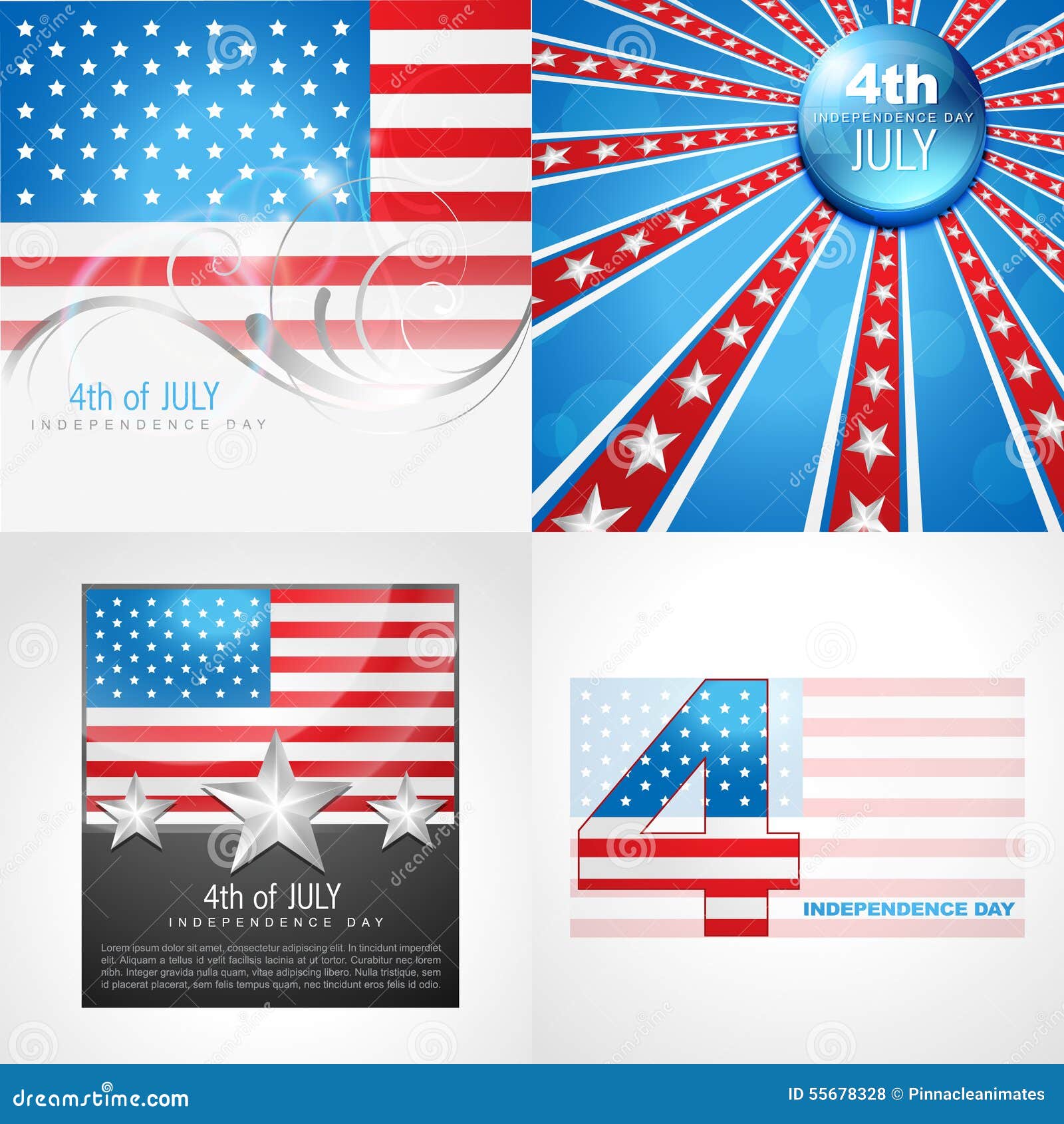 Vector Collection of American Flag Design Stock Vector - Illustration ...