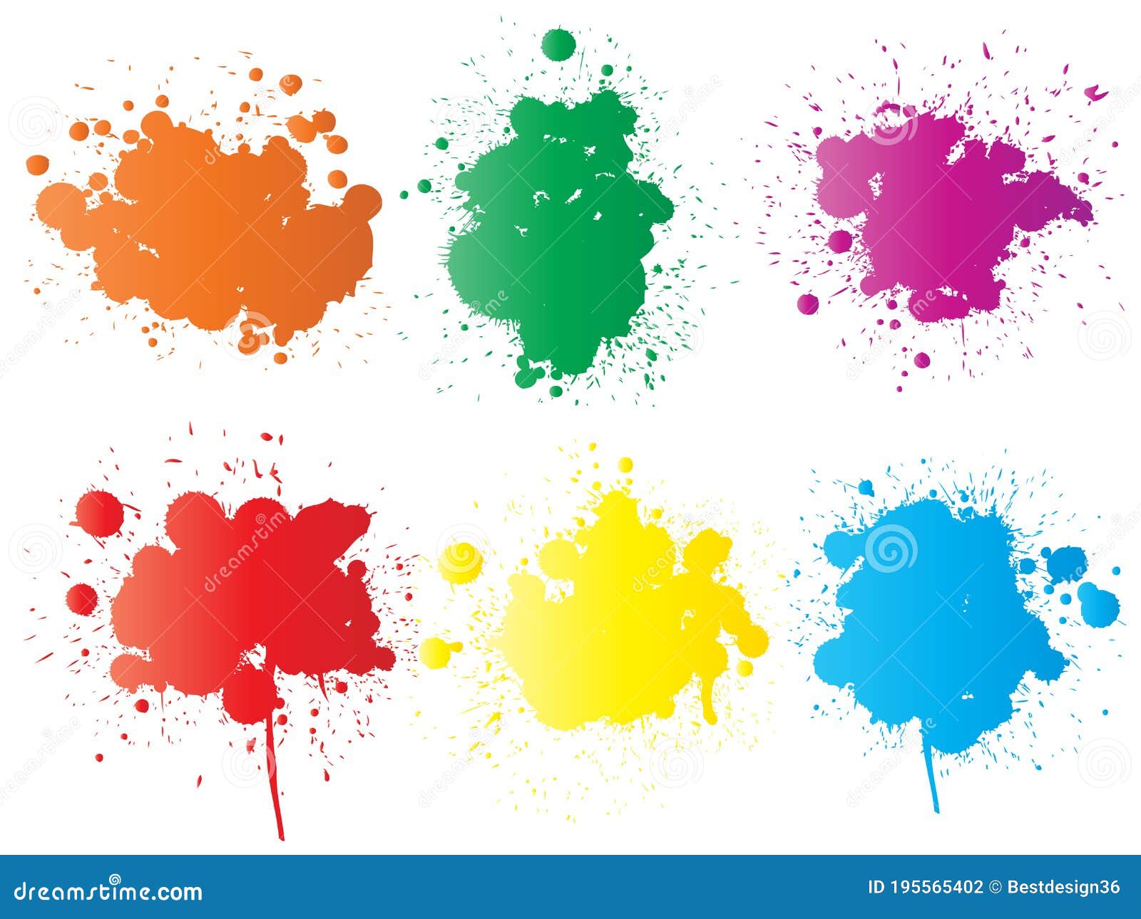 Vector Collection of Artistic Grungy Paint Drop, Hand Made Creative ...