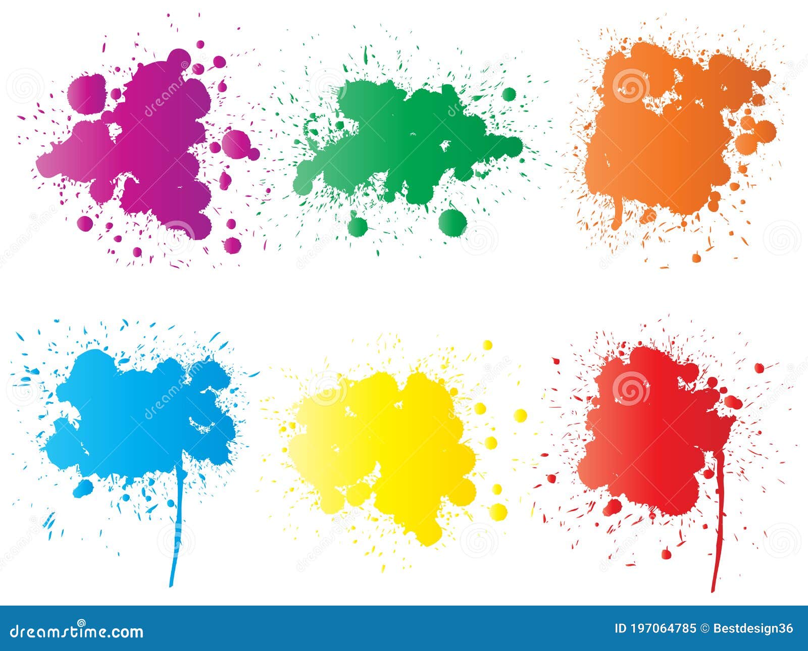 Vector Collection of Artistic Grungy Paint Drop, Hand Made Creative ...
