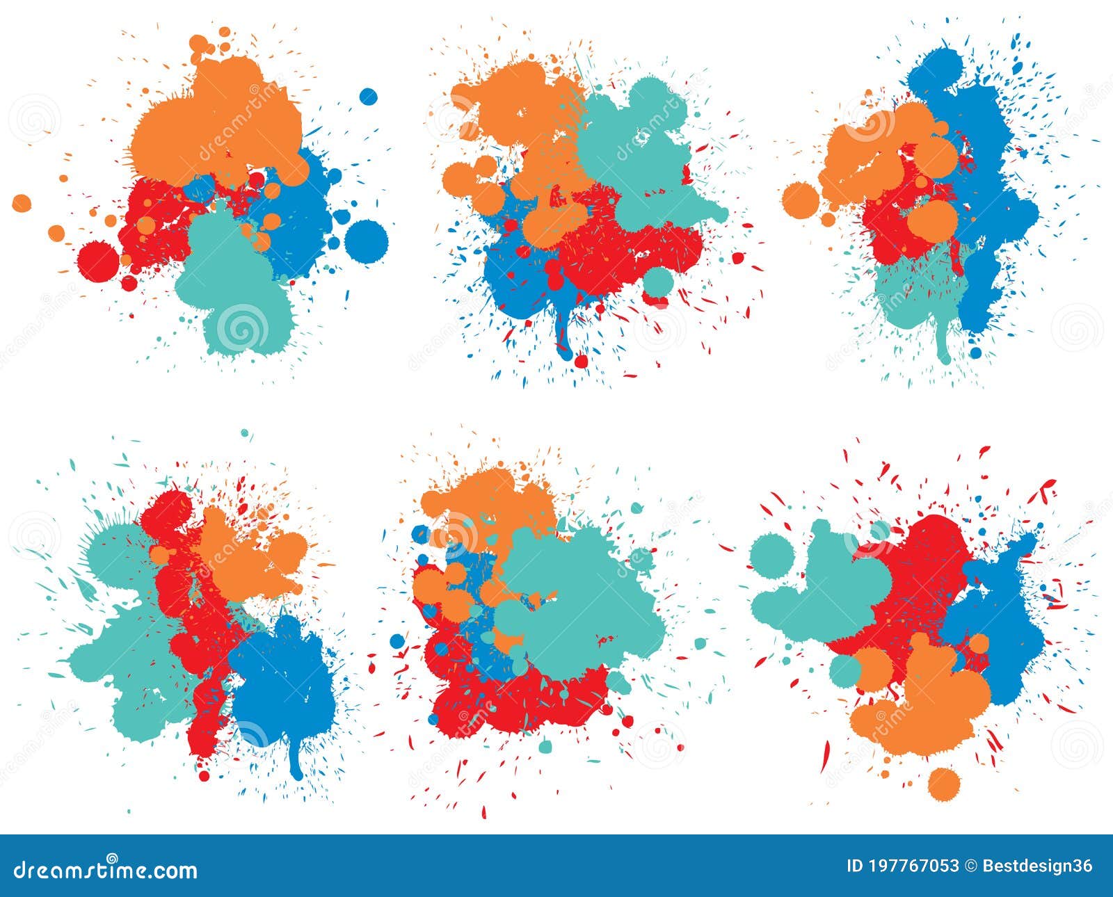 Vector Collection of Artistic Grungy Paint Drop, Hand Made Creative ...