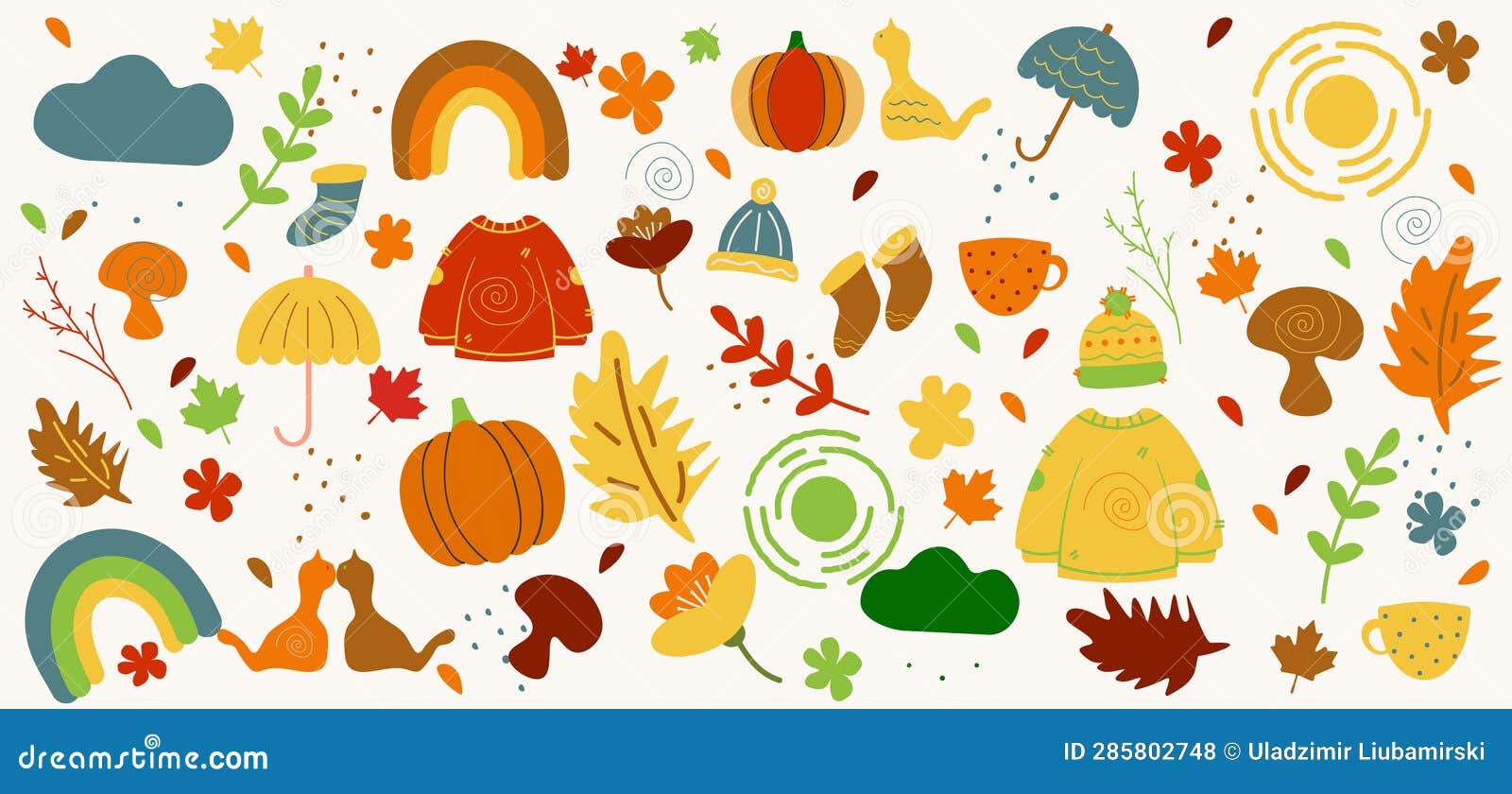 Vector Collection with Autumn Symbols and Elements. Autumn Colors ...