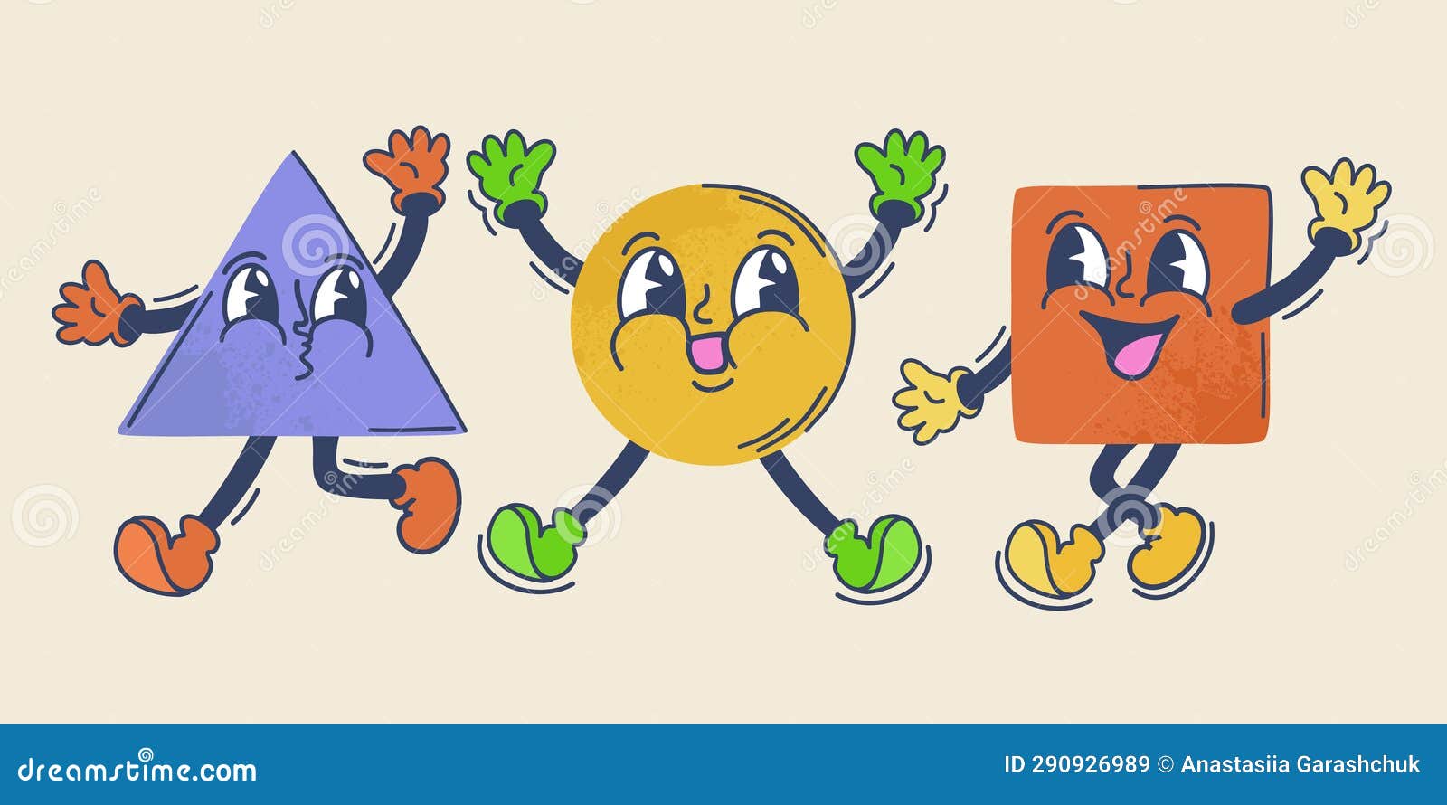 Vector Collection of Basic Geometric Shapes with Faces, Arms and Legs ...