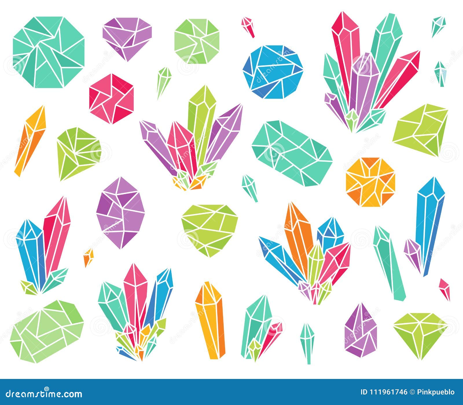 Vector Collection of Beautiful Crystals and Gemstones Stock Vector ...