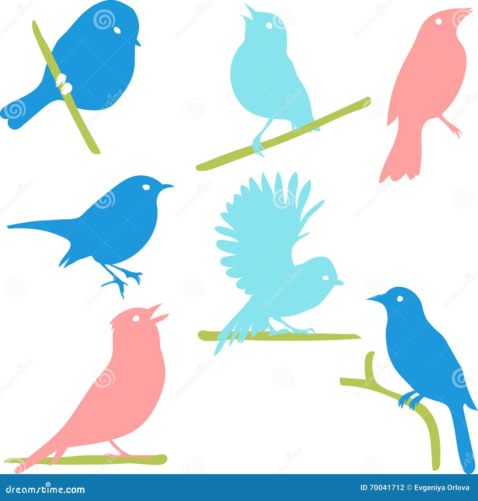 Vector Collection of Bird Silhouettes, Colored Silhouettes. Stock ...