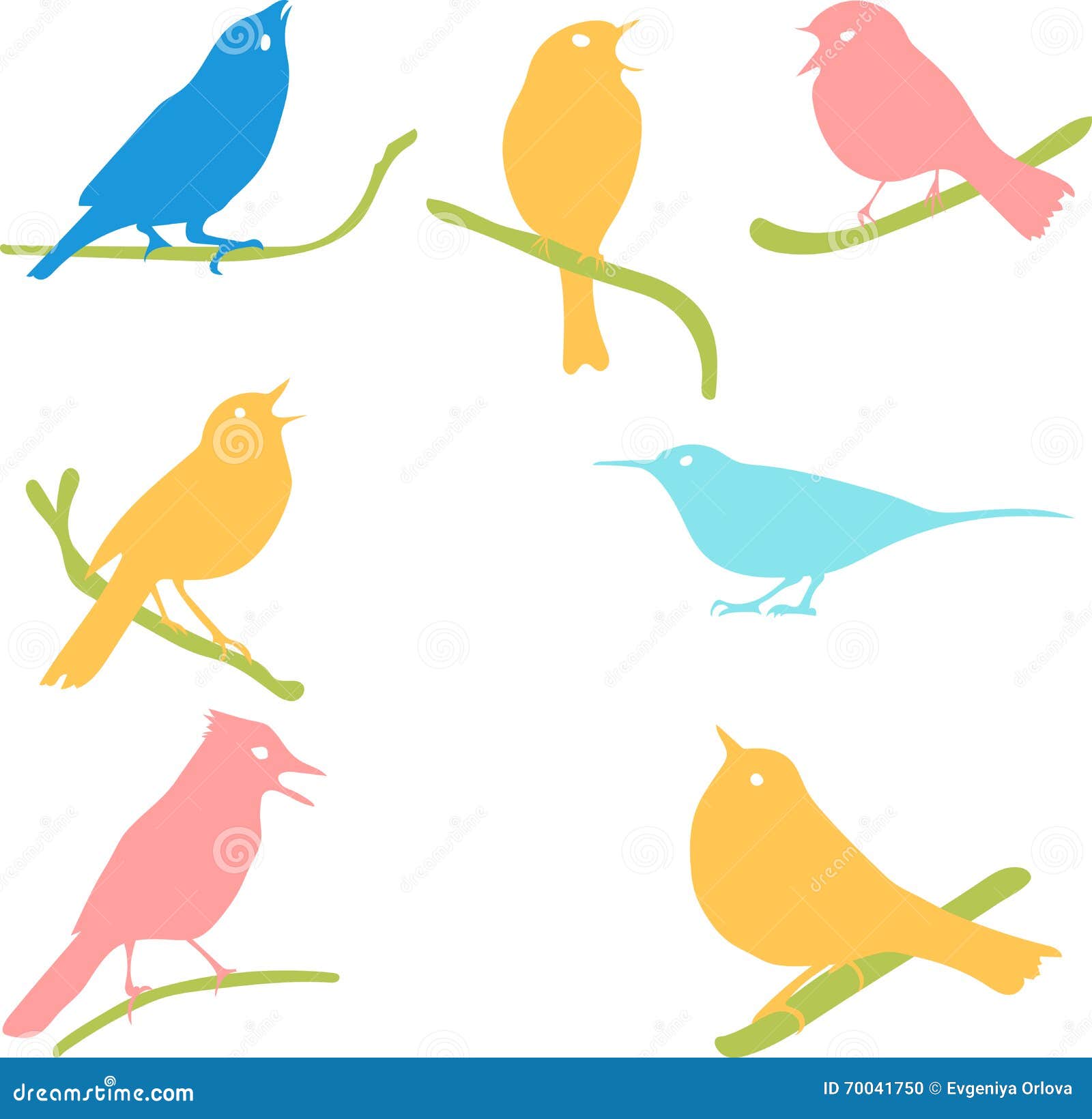 Vector Collection Of Bird Silhouettes, Colored Silhouettes ...