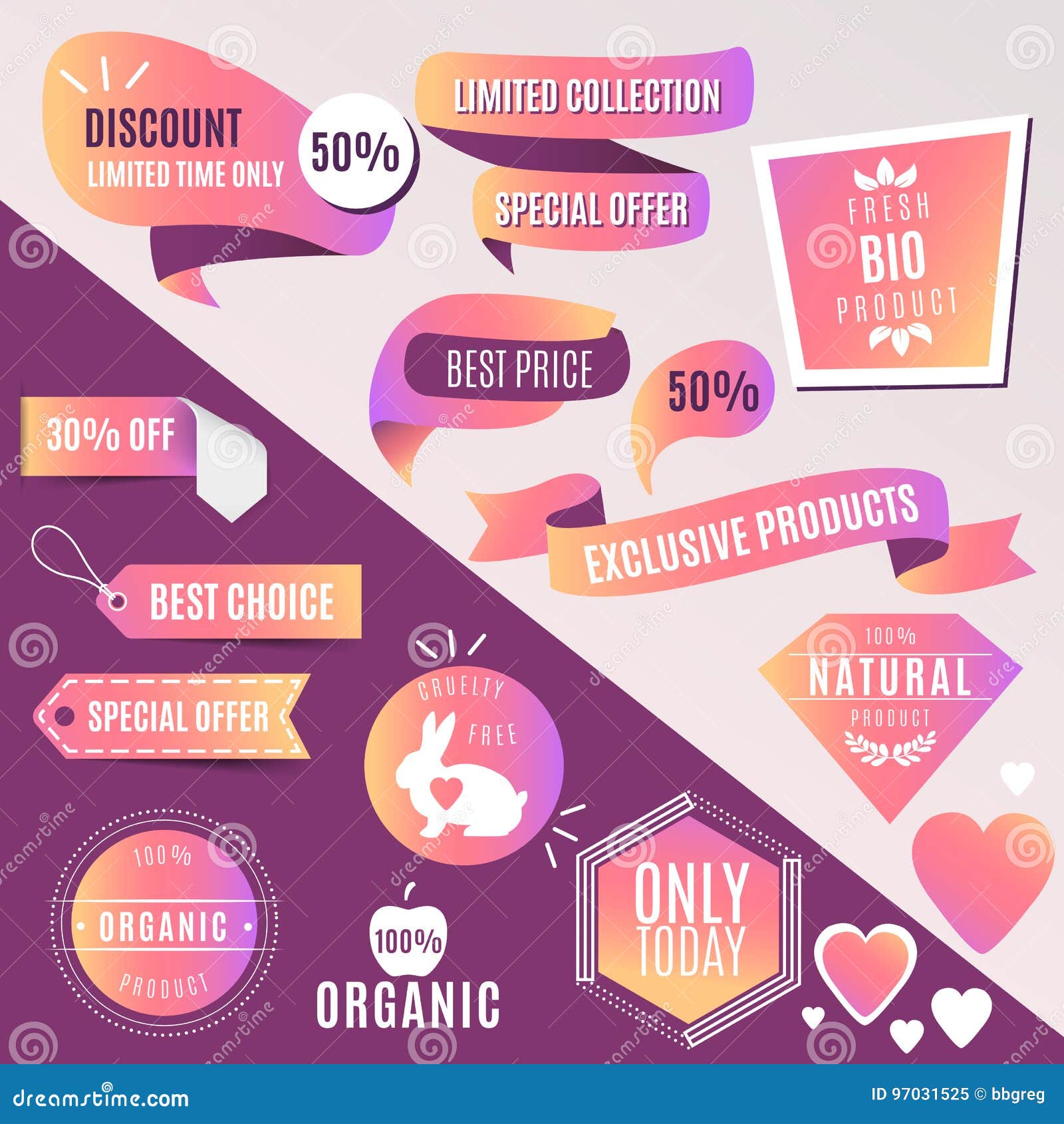 Vector Collection of Bright Discount Tags, Banners and Stickers. Stock ...