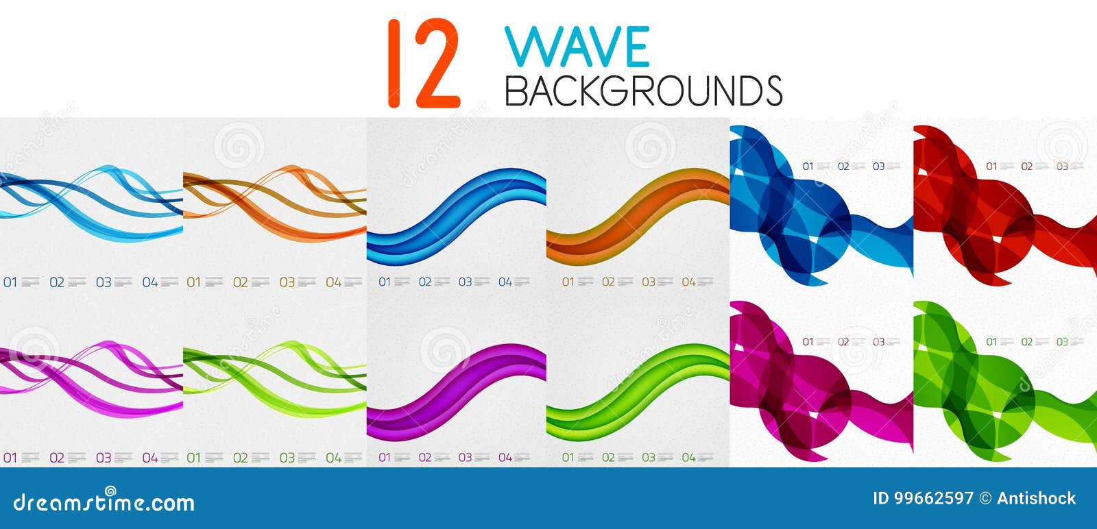 Vector Collection of Bright Wave Templates Stock Vector - Illustration ...
