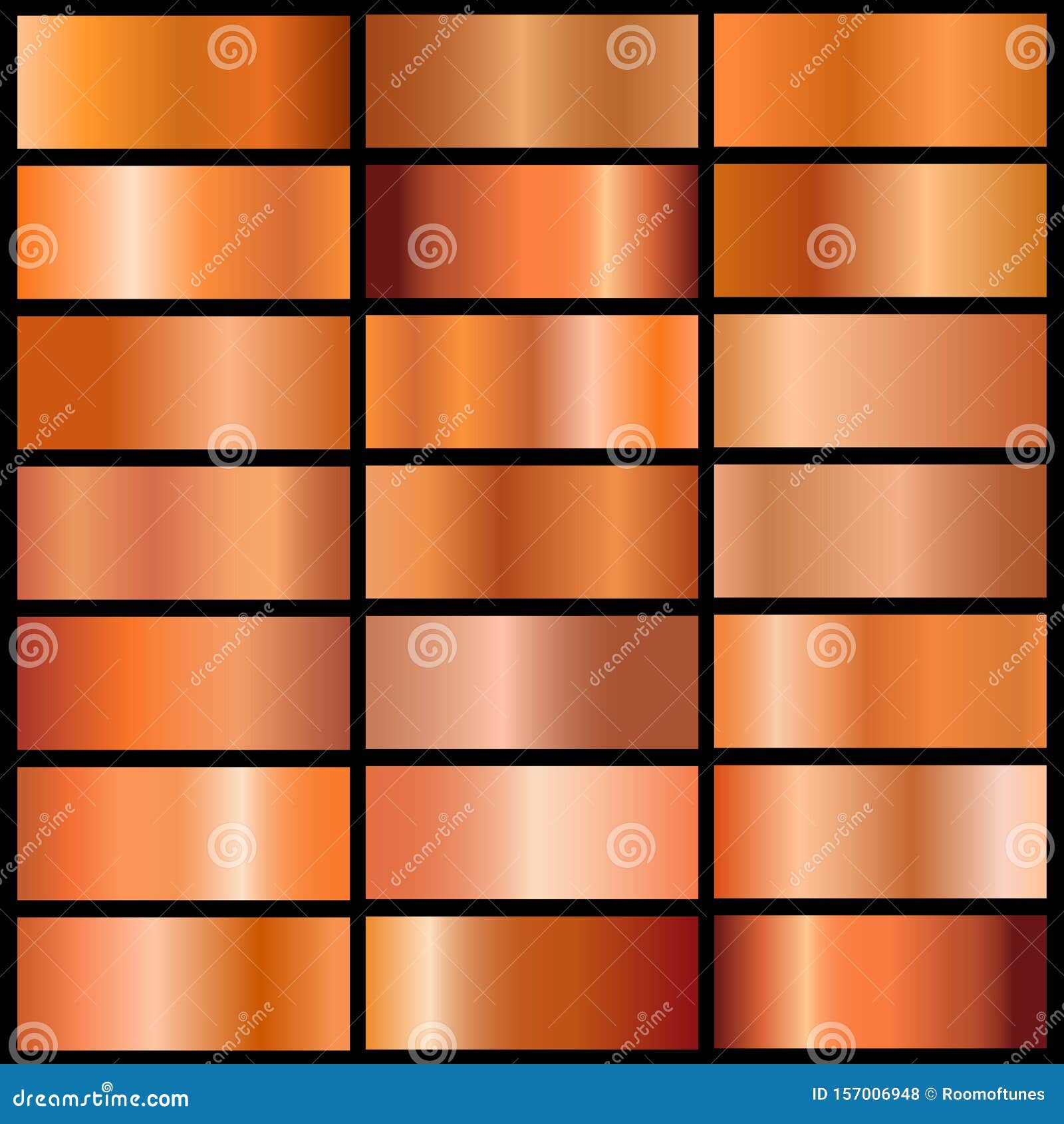 Vector Collection of Bronze Metall Gradients Stock Vector ...