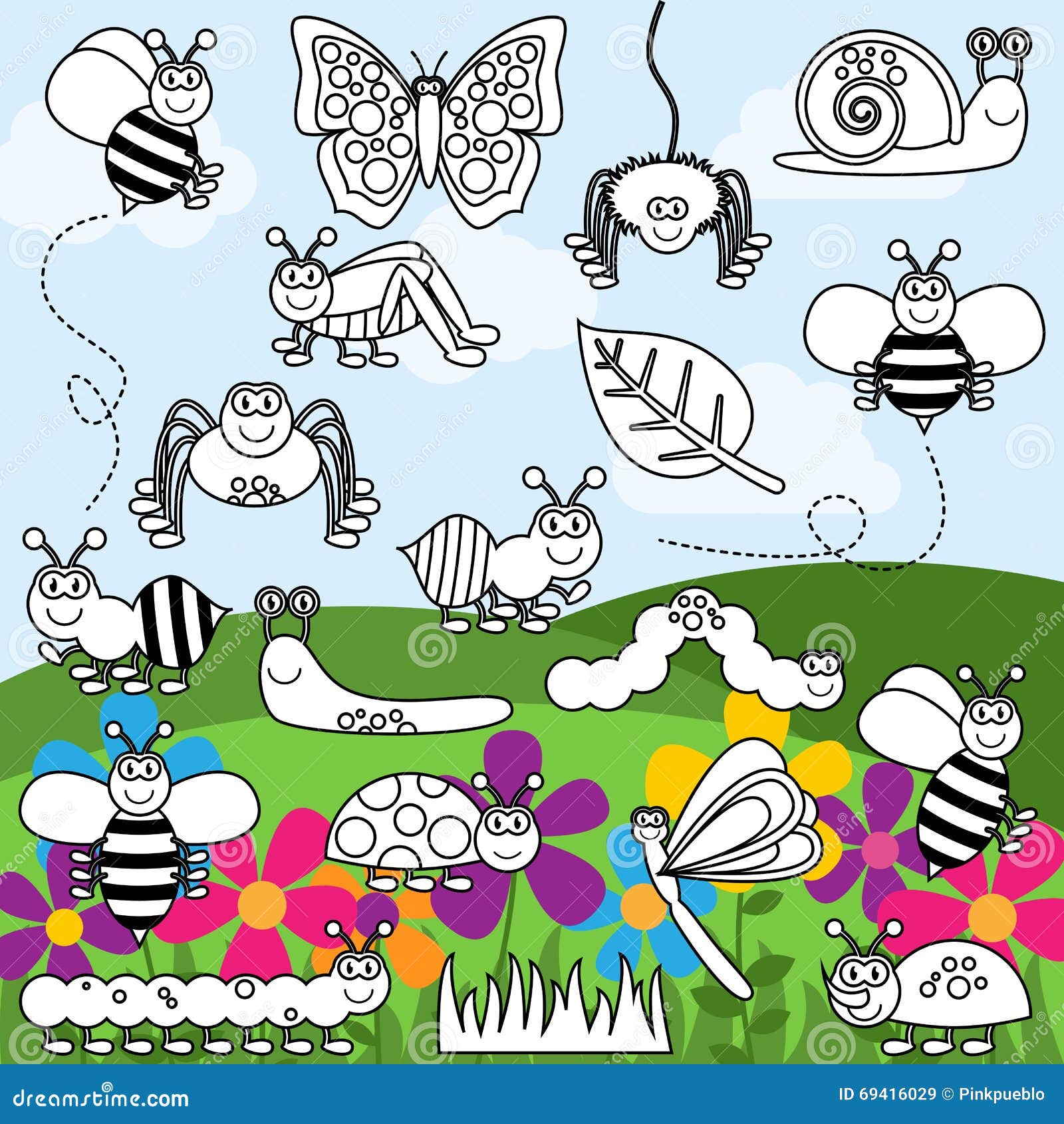 Vector Collection of Bug and Insect Line Art Stock Vector ...