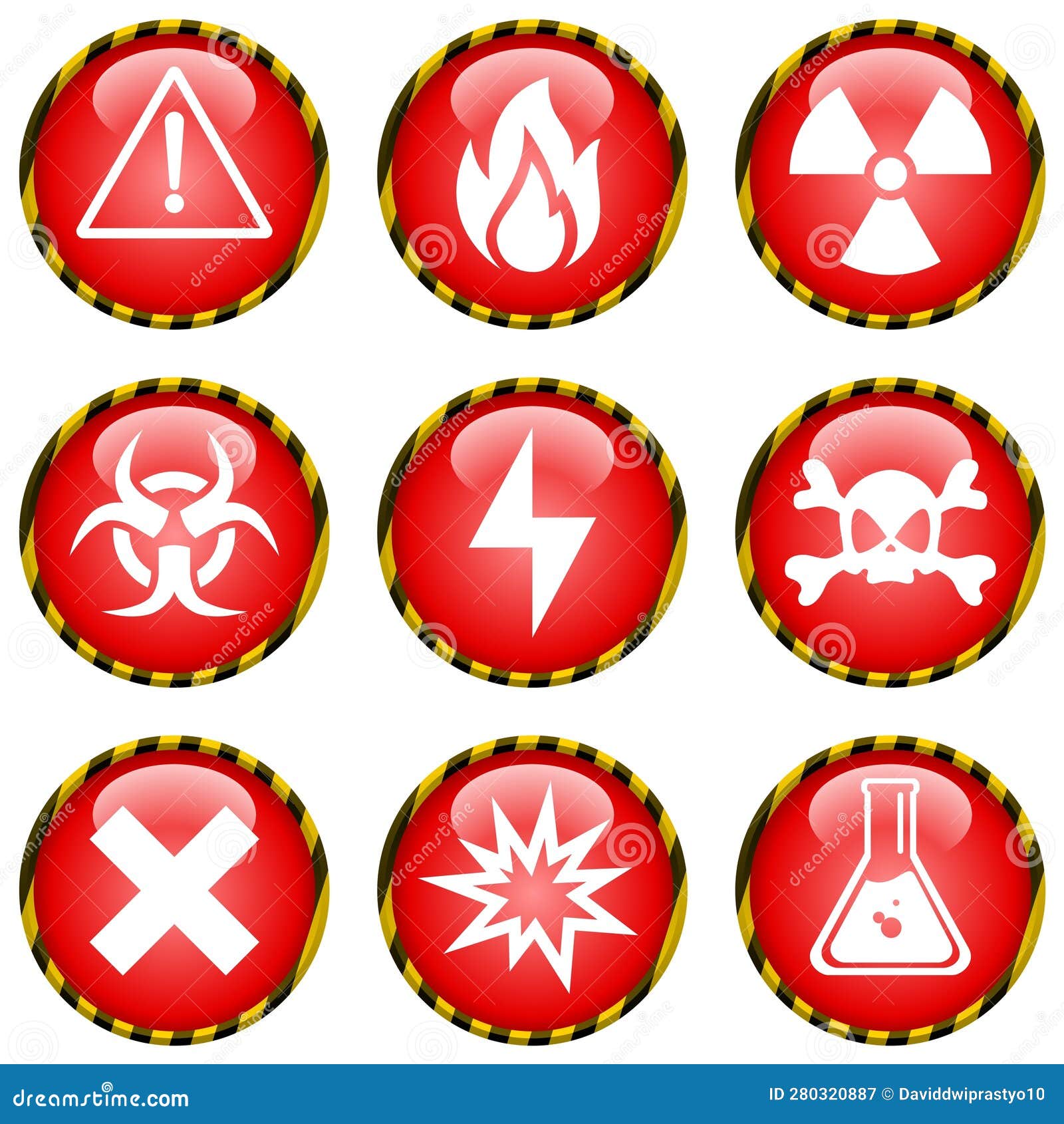 Vector Collection of Buttons,warning Lights with Various Symbols Stock ...