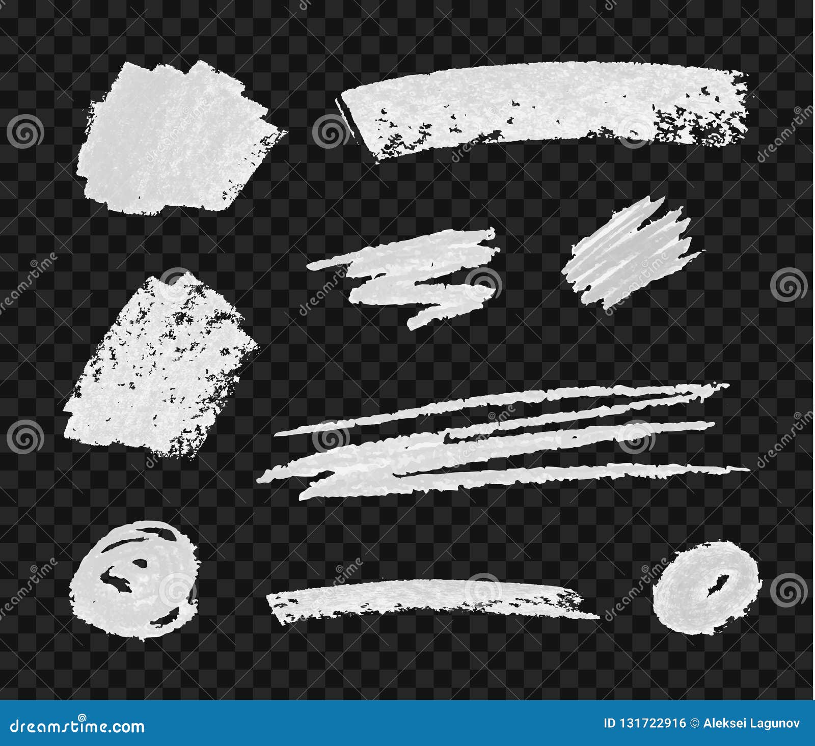 Vector Collection of Chalk Brushes, White Textured Elements on Dark ...
