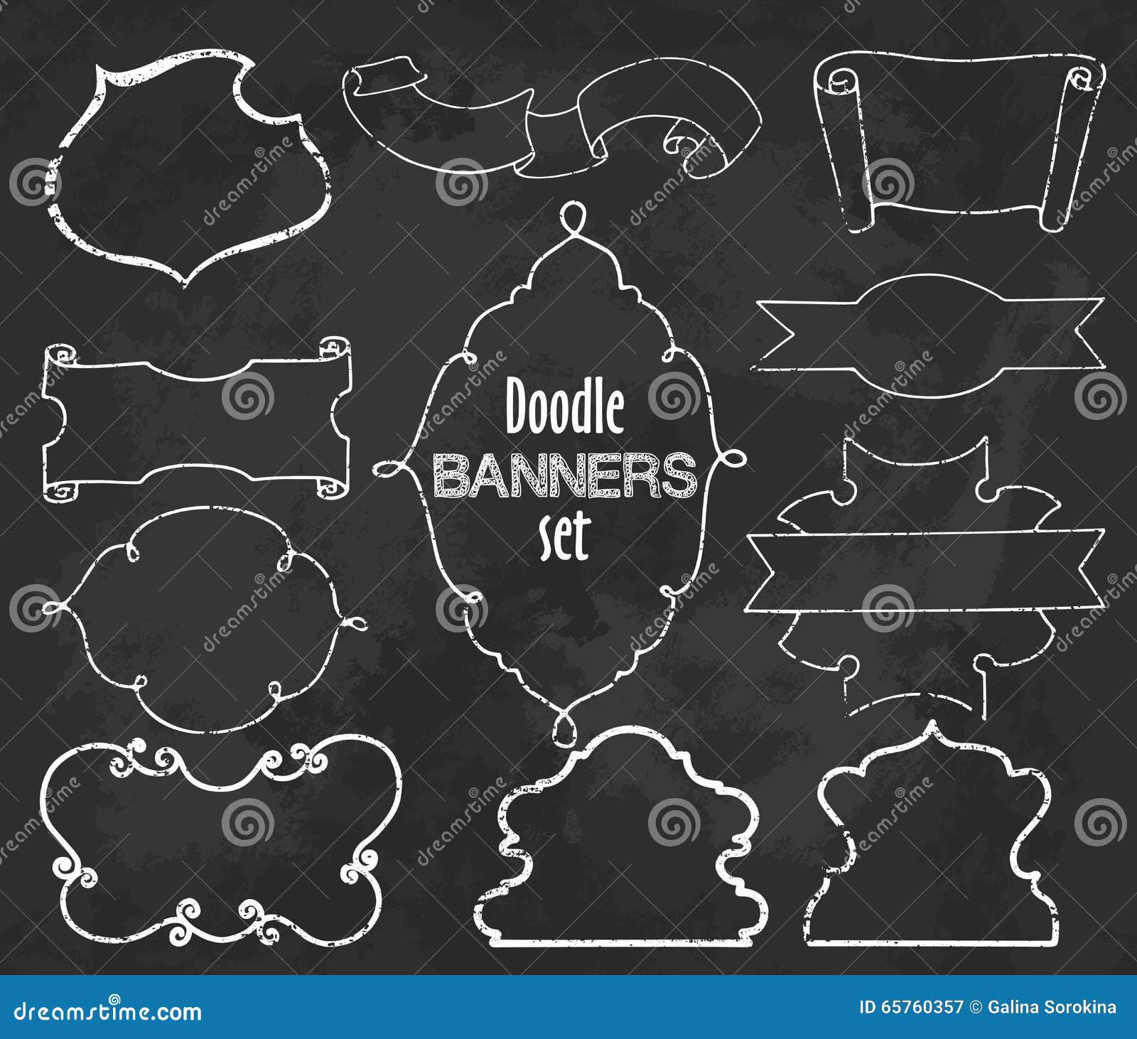 Vector Collection of Chalk Contour Style Banners, Set Two Stock Vector ...