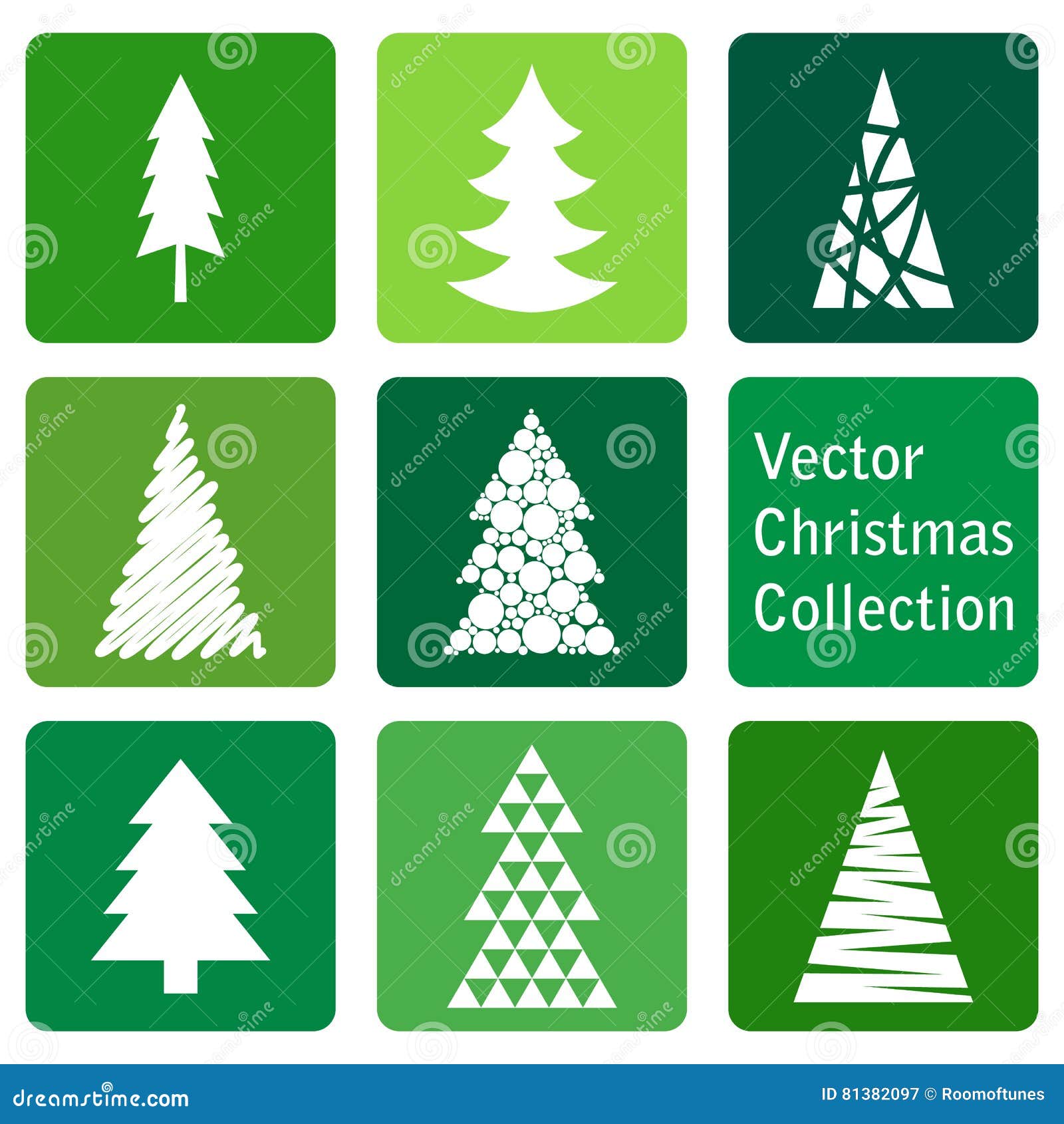 Vector Collection: Christmas and New Year Spruce Icons Stock Vector ...