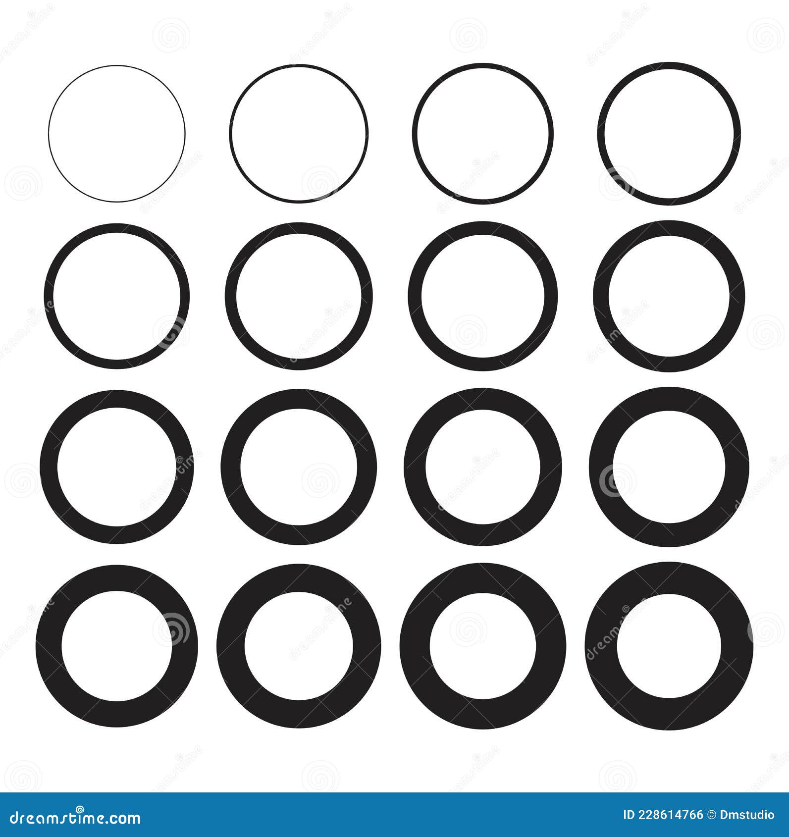 Vector Collection of Circle Stroke, Frame Borders Isolated on White ...